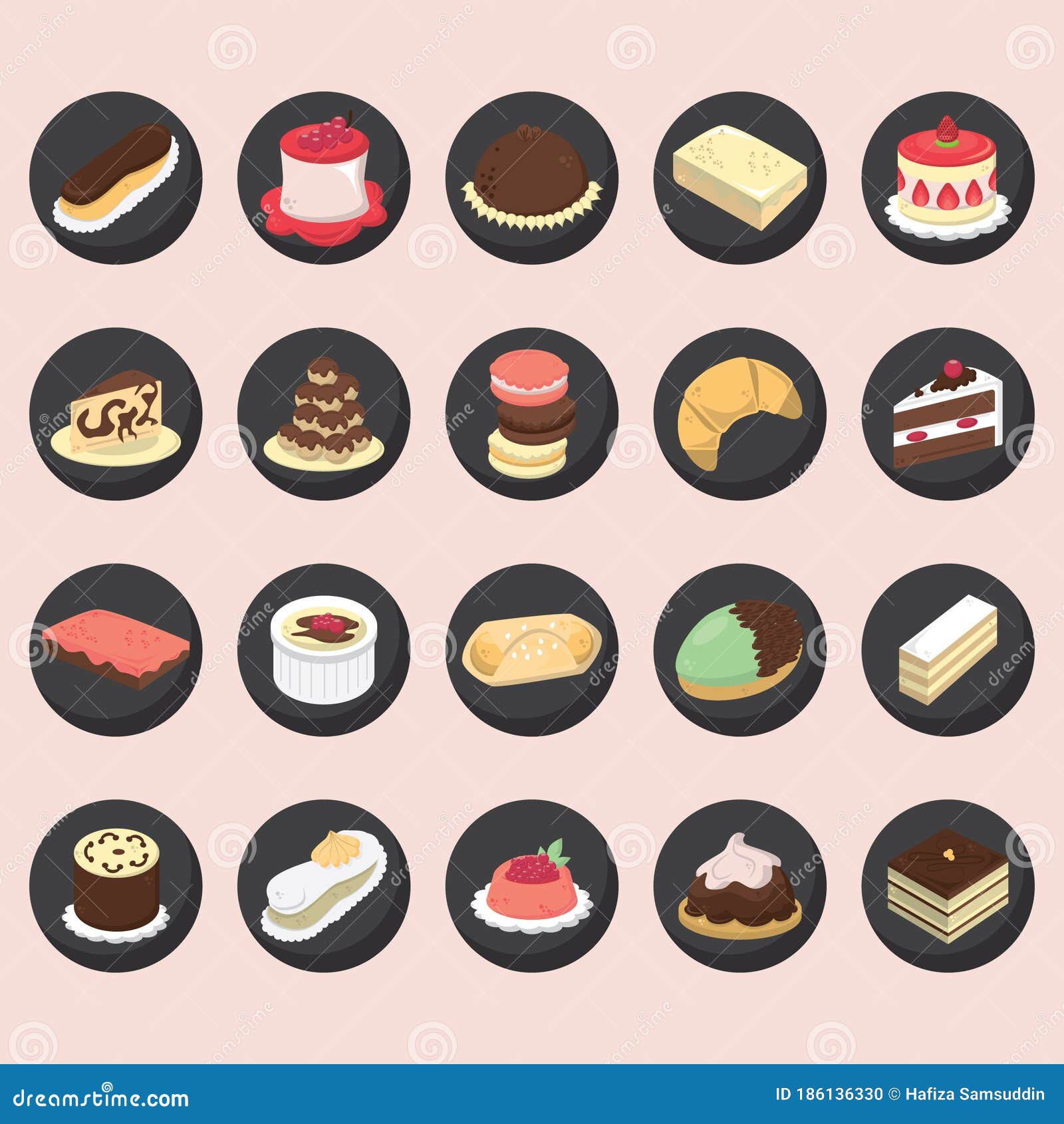 Set of French Pastries. Vector Illustration Decorative Design Stock ...