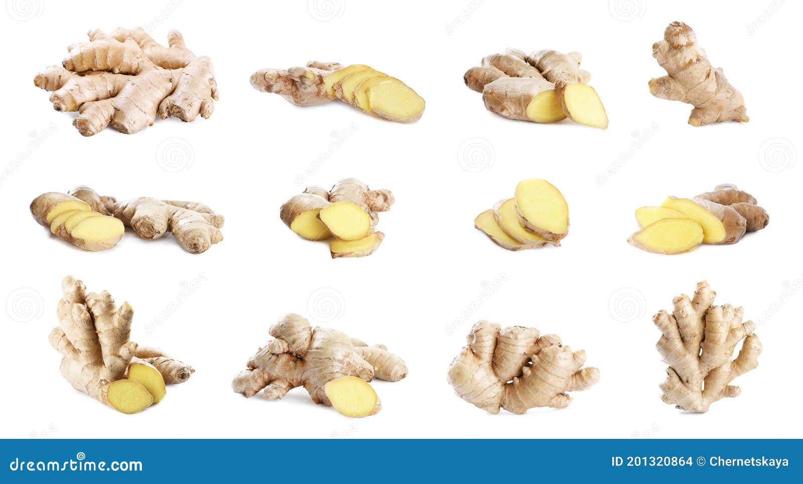 Set of Fresh Aromatic Ginger on White Background Stock Photo - Image of ...