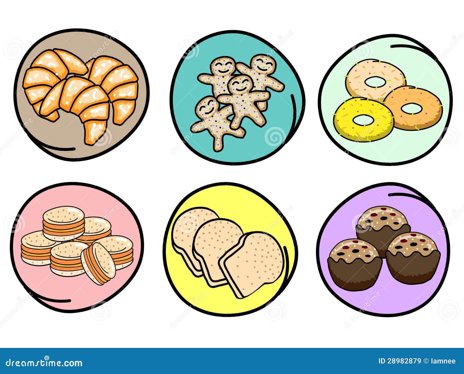 A Set of Fresh Bakery on Round Background Stock Vector - Illustration ...