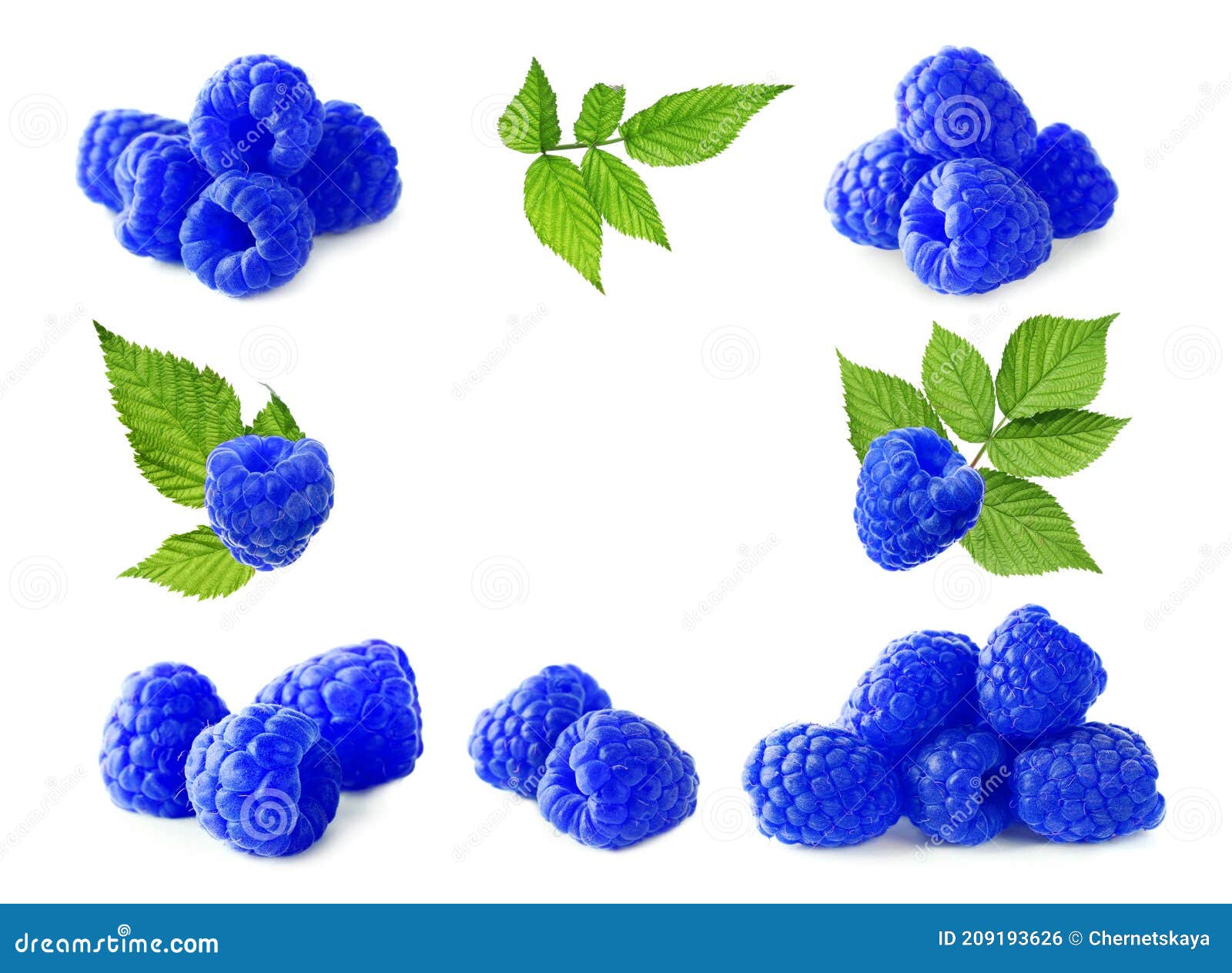 Set of Fresh Blue Raspberries on White Background Stock Photo - Image ...