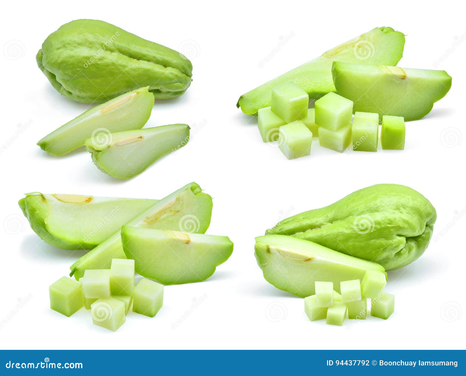 Set of Fresh Chayote Isolated on White Stock Photo - Image of ...