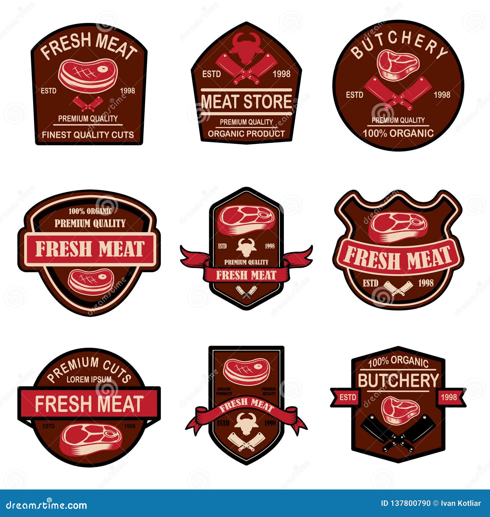 Set of Fresh Meat Labels. Design Element for Logo, Label, Emblem, Sign ...