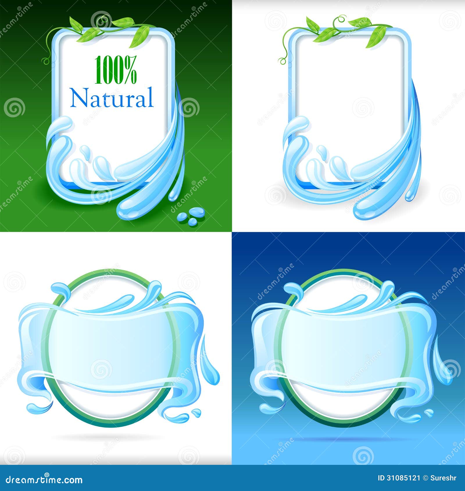 Set of Fresh and Natural Water Labels Stock Vector - Illustration of ...