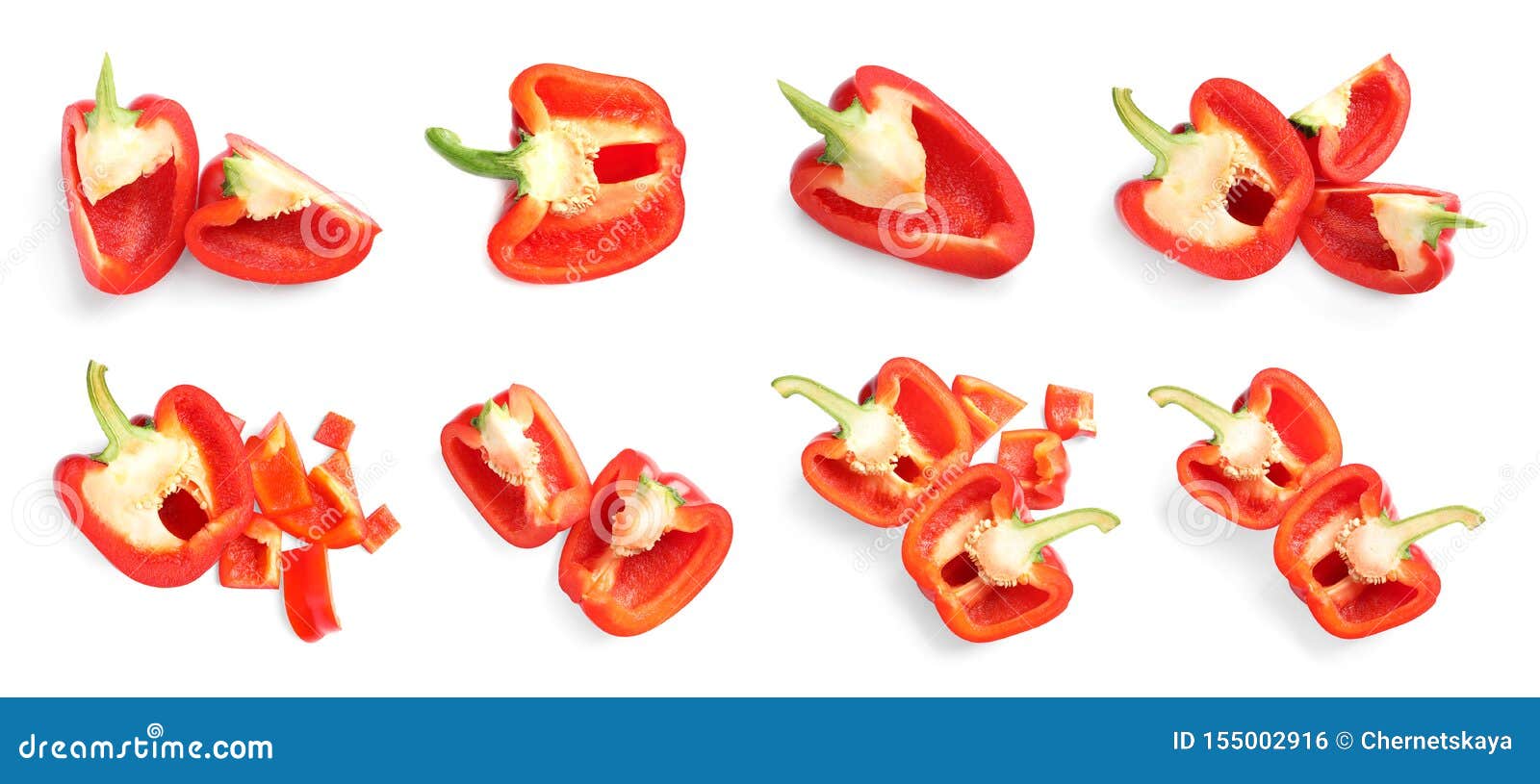 Set of Fresh Red Bell Peppers on White Background. Banner Design Stock ...