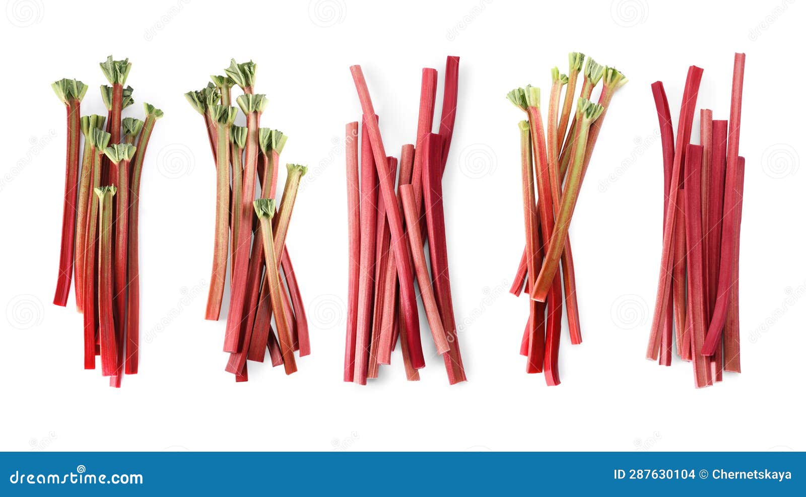 Set with Fresh Rhubarb Stalks Isolated on White Stock Photo - Image of ...