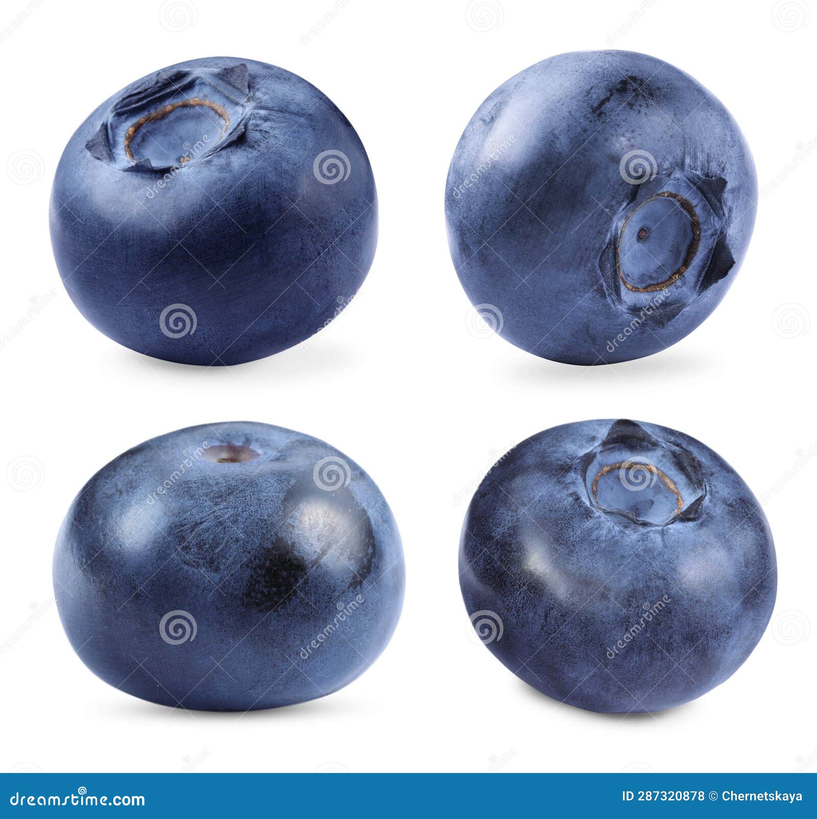 Set with Fresh Ripe Blueberries Isolated on White Stock Photo - Image ...