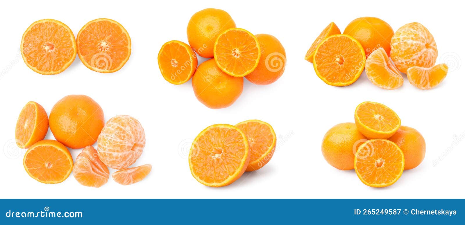 Set with Fresh Ripe Tangerines on White Background. Banner Design Stock ...