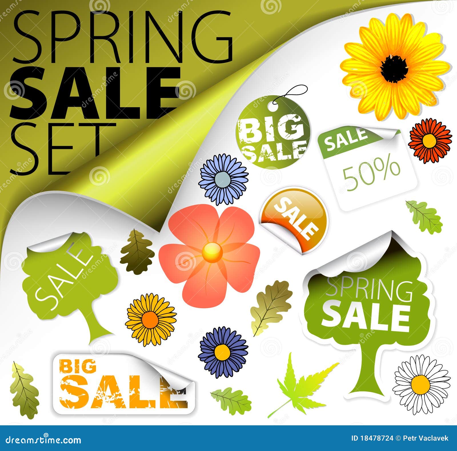 Set of Fresh Spring Sale Elements Stock Illustration - Illustration of ...