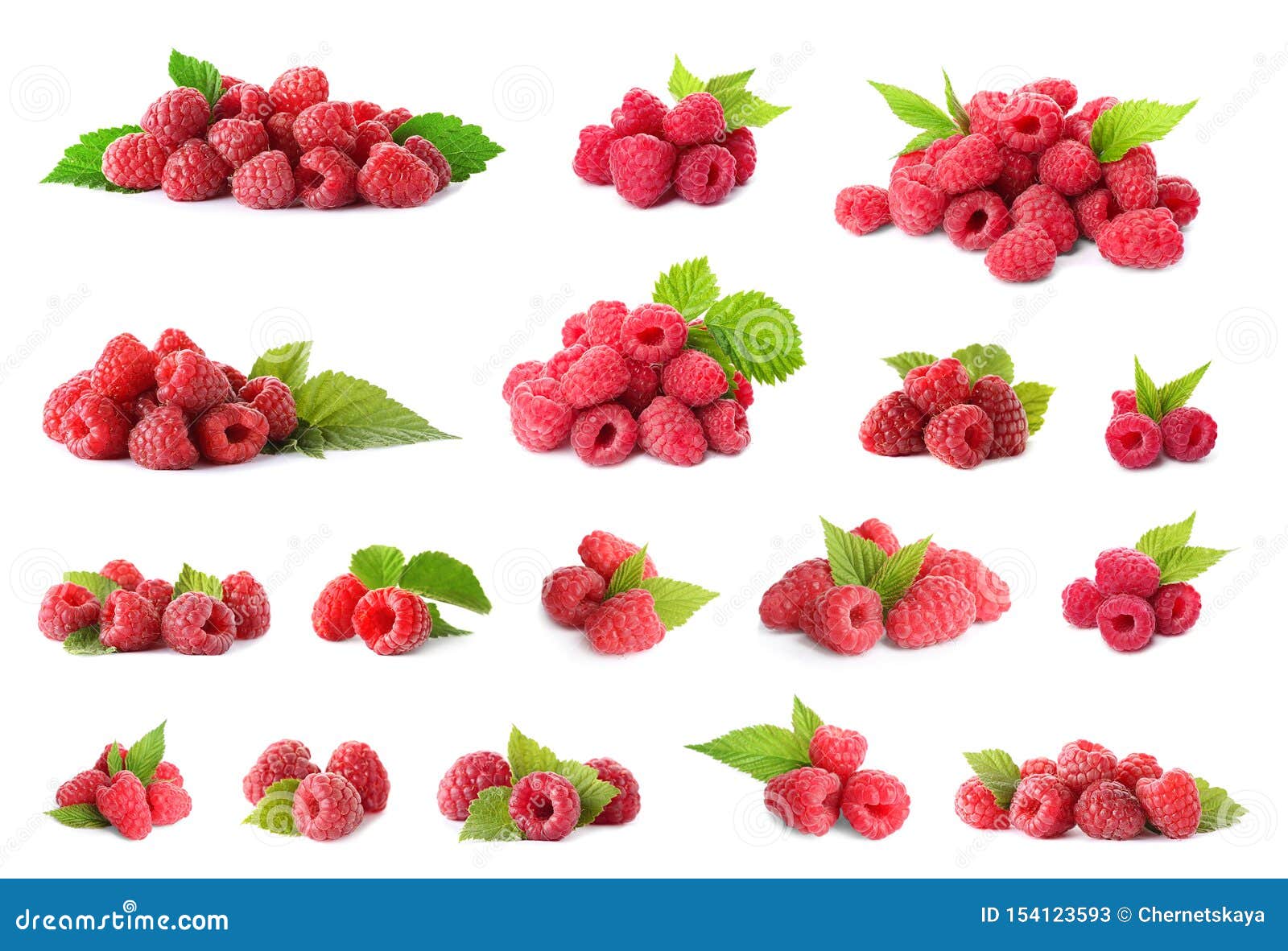 Set of Fresh Sweet Raspberries on White Stock Image - Image of collage ...