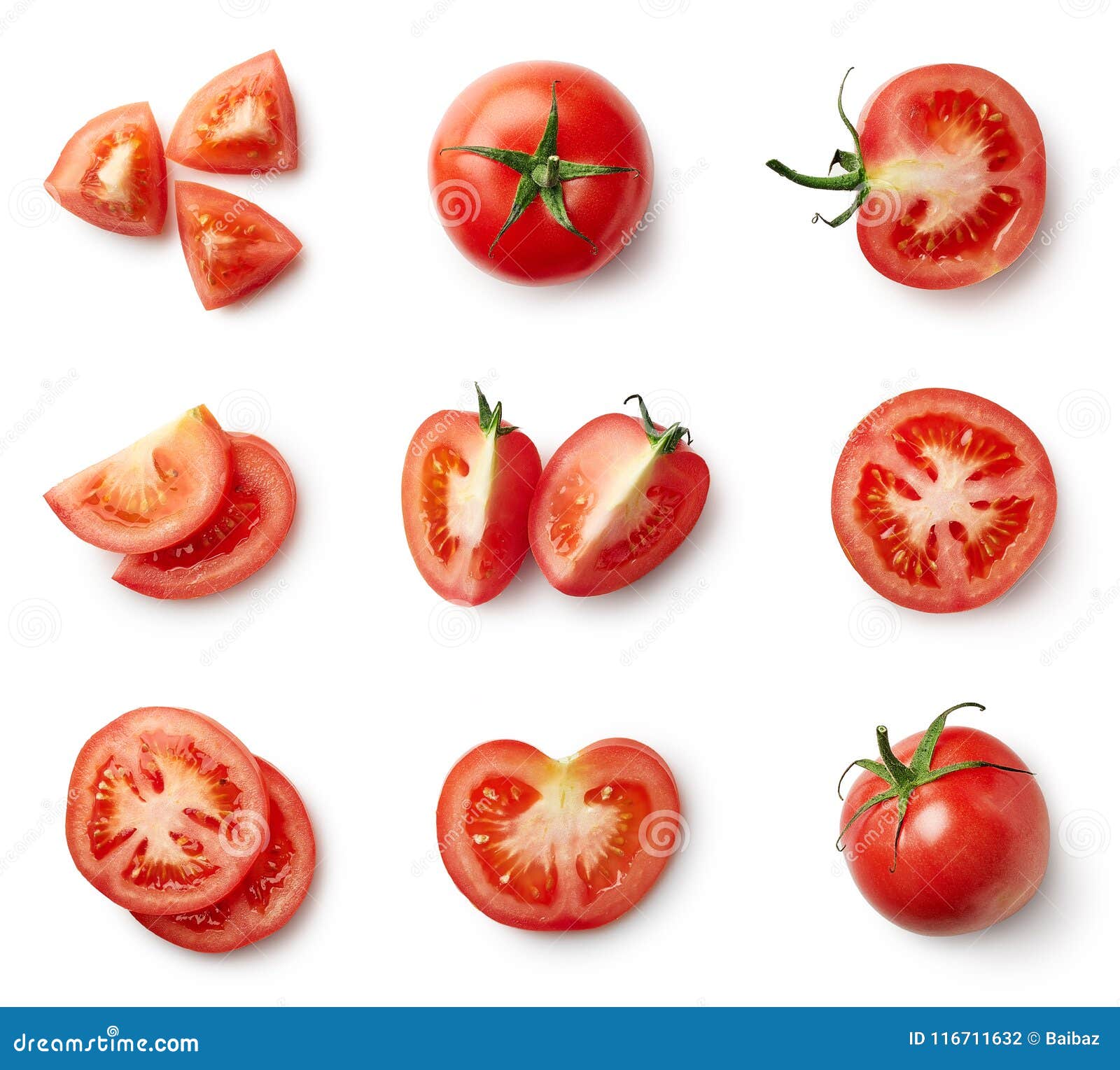 Set of Fresh Whole and Sliced Tomatoes Stock Photo - Image of ...