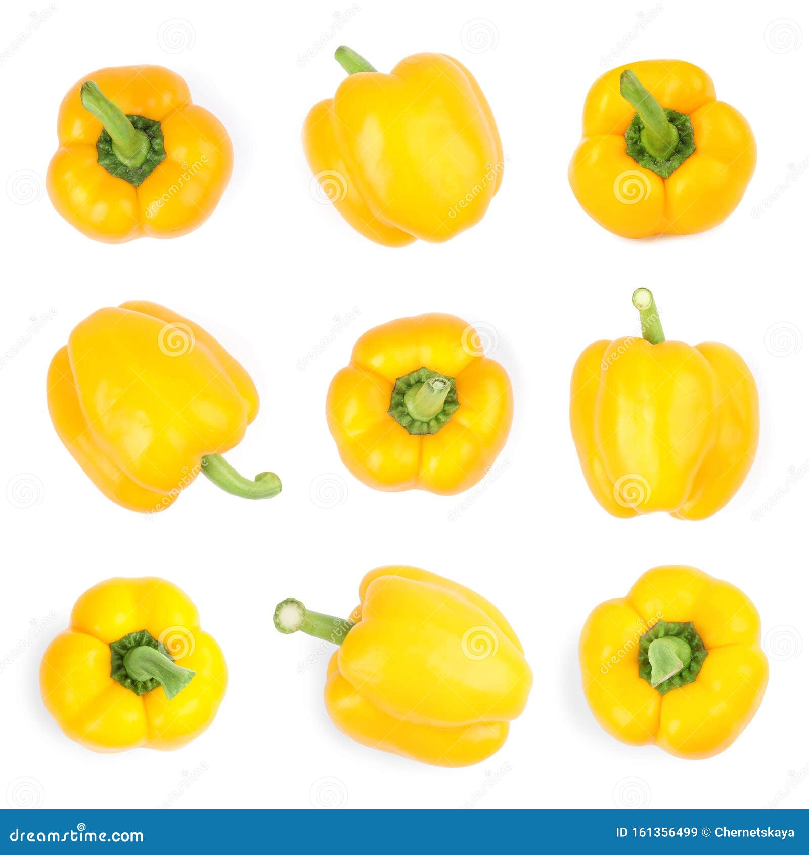 Set of Fresh Yellow Bell Peppers on White, Top View Stock Image - Image ...