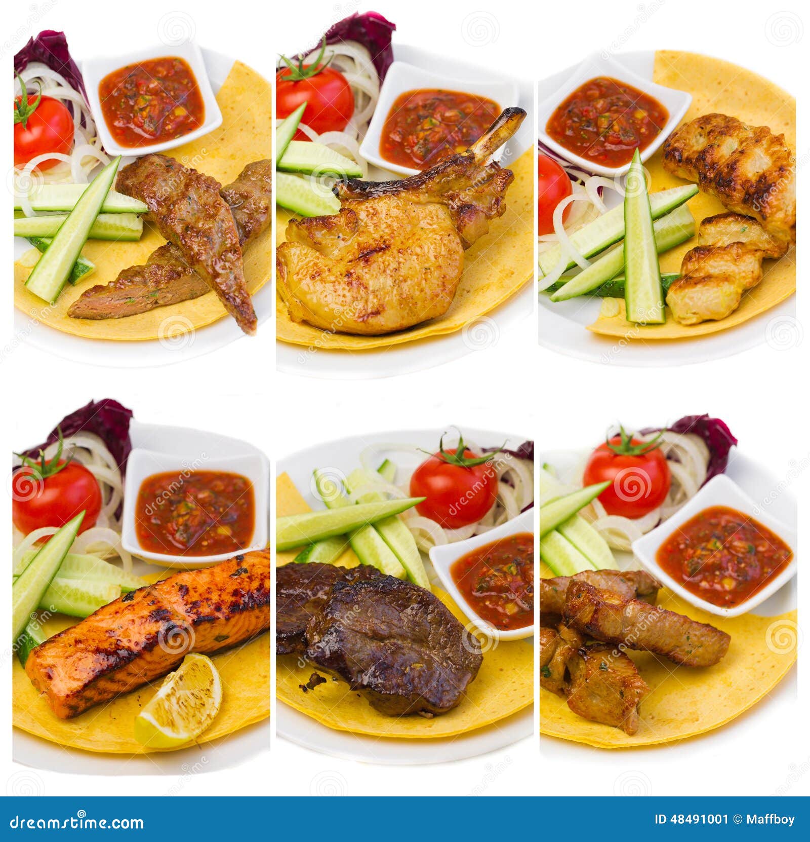 Set Fried Meat Dish Isolated Stock Image - Image of bread, plate: 48491001