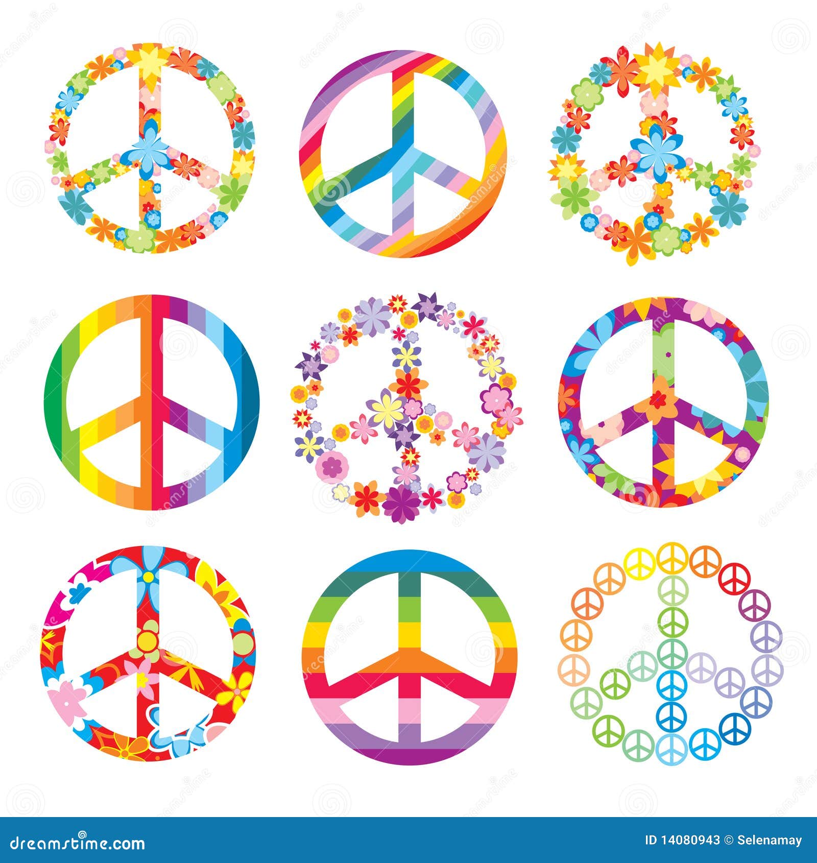 Set Friedenssymbole vektor abbildung. Illustration von regenbogen ...