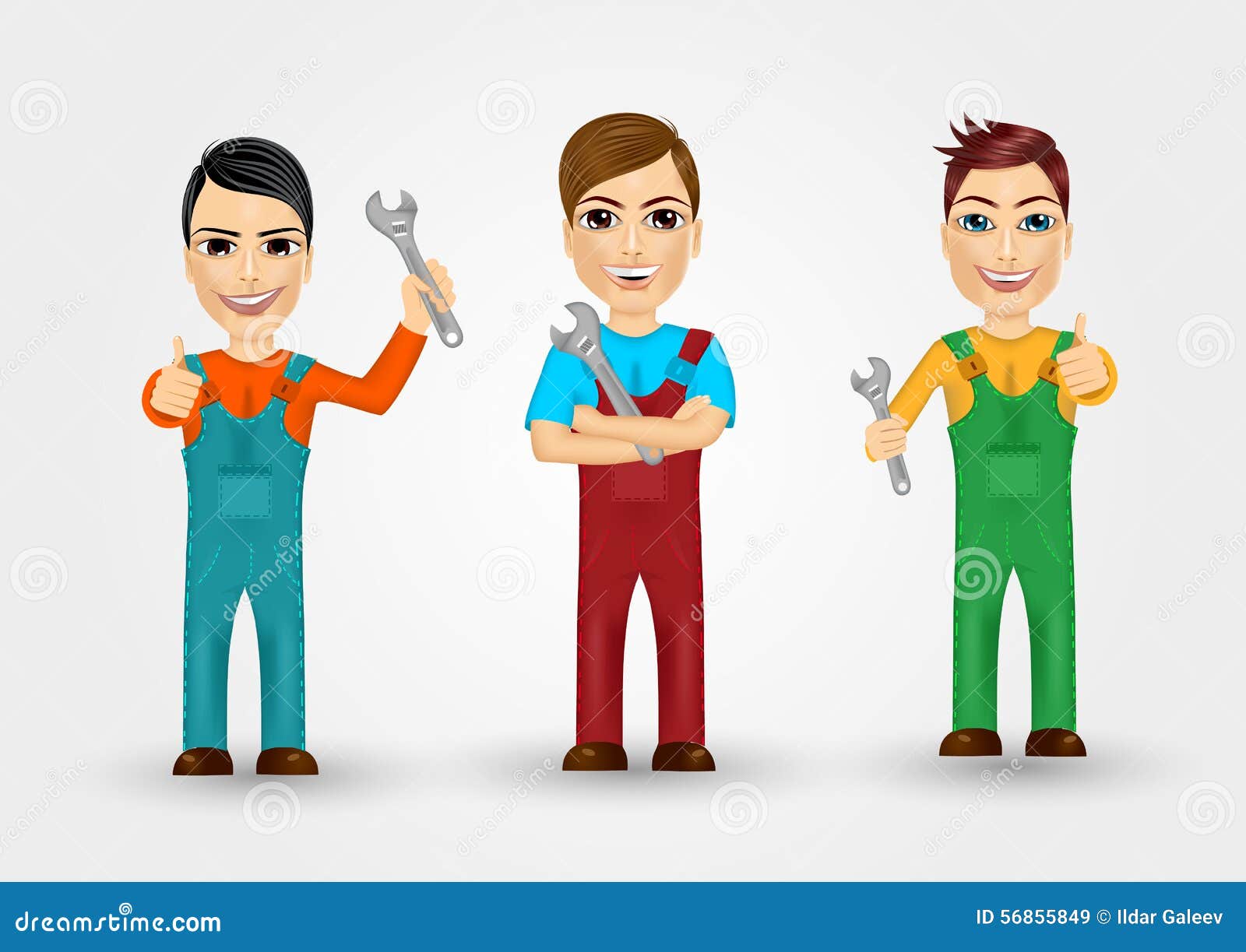 Set of Friendly Young Plumbers Stock Vector - Illustration of tools ...