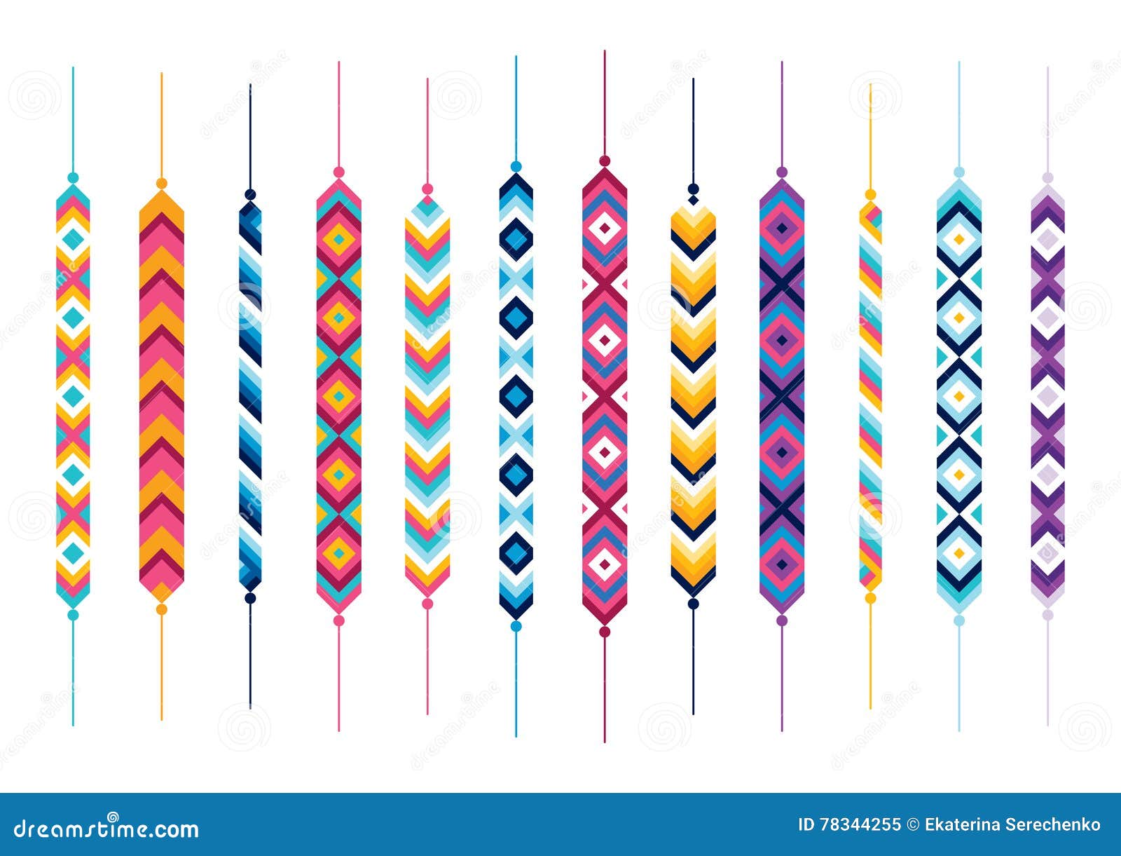 Set Of Friendship Hippy Bracelets Stock Vector Illustration Of