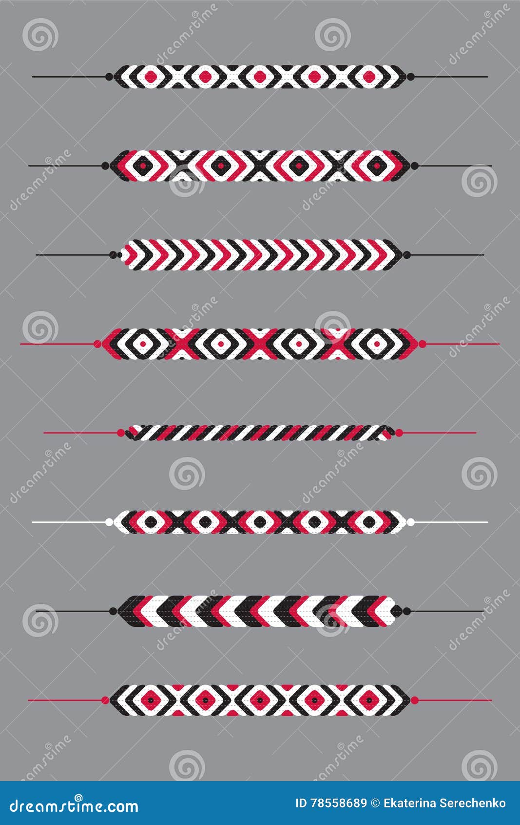 Set Of Friendship Hippy Bracelets Stock Vector Illustration Of