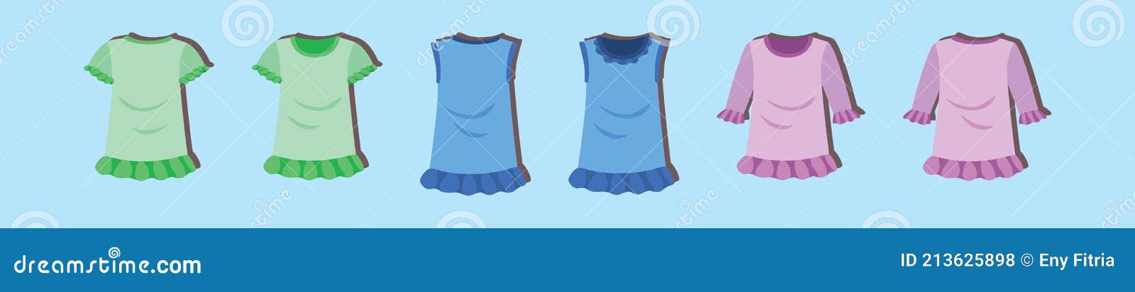 Set of Frills Cartoon Icon Design Template with Various Models. Vector ...