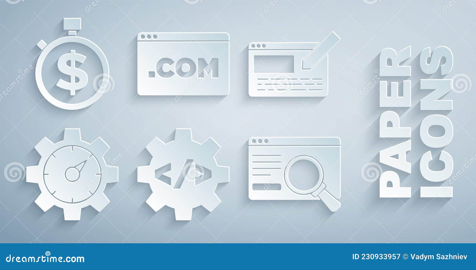 Set Front End Development, UI or UX Design, Website Statistic, and Time Money Icon. Vector Stock ...