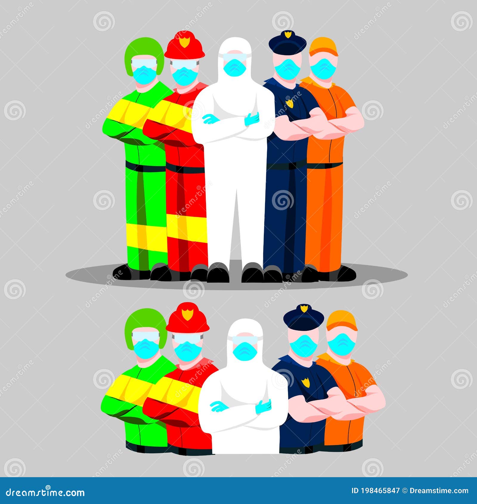 Set of Frontline Workers Avatar on Gray Background Stock Vector ...
