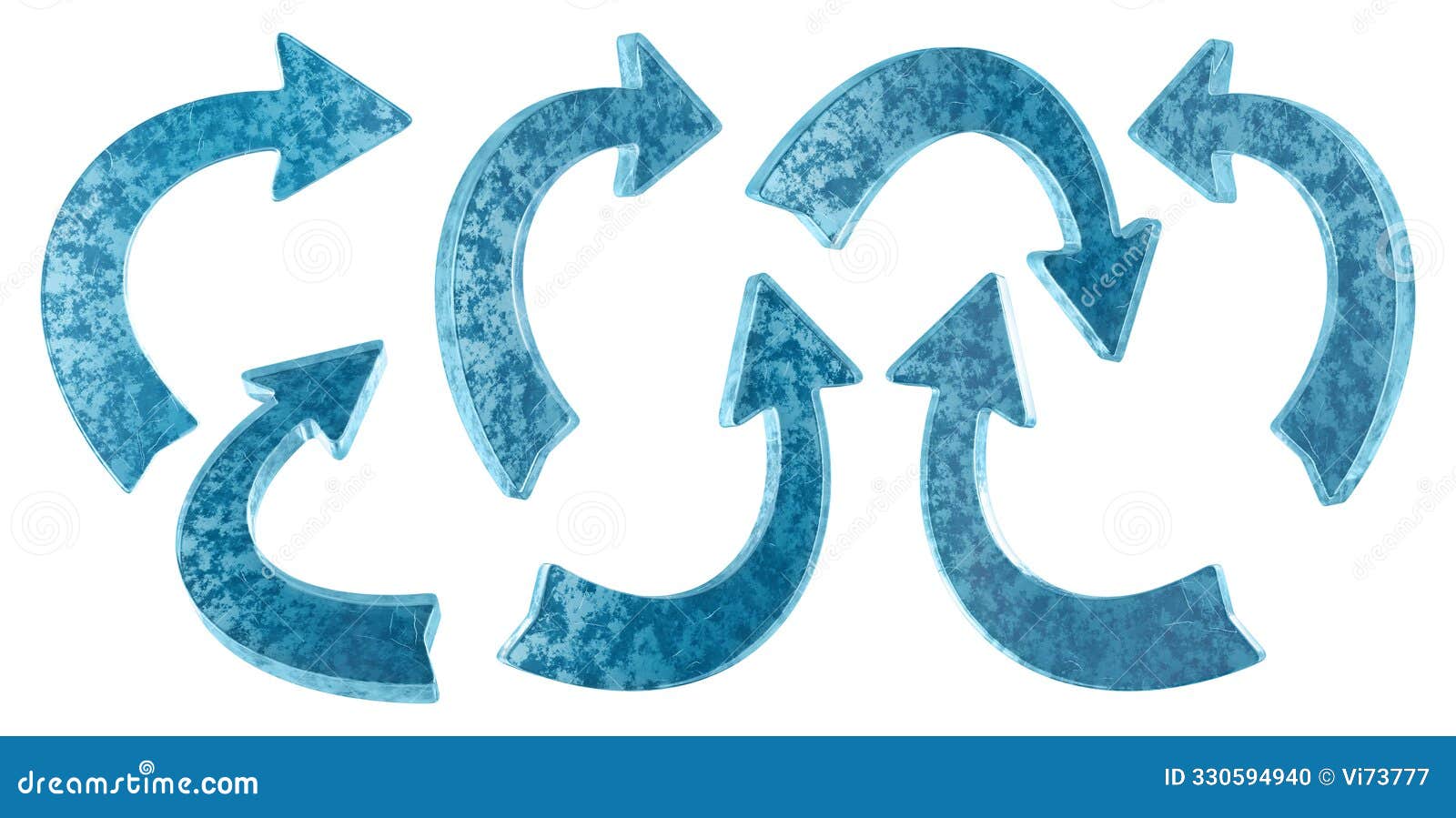 A Set of Frozen Arrows. Directional Pointer Symbols. 3D Rendering ...