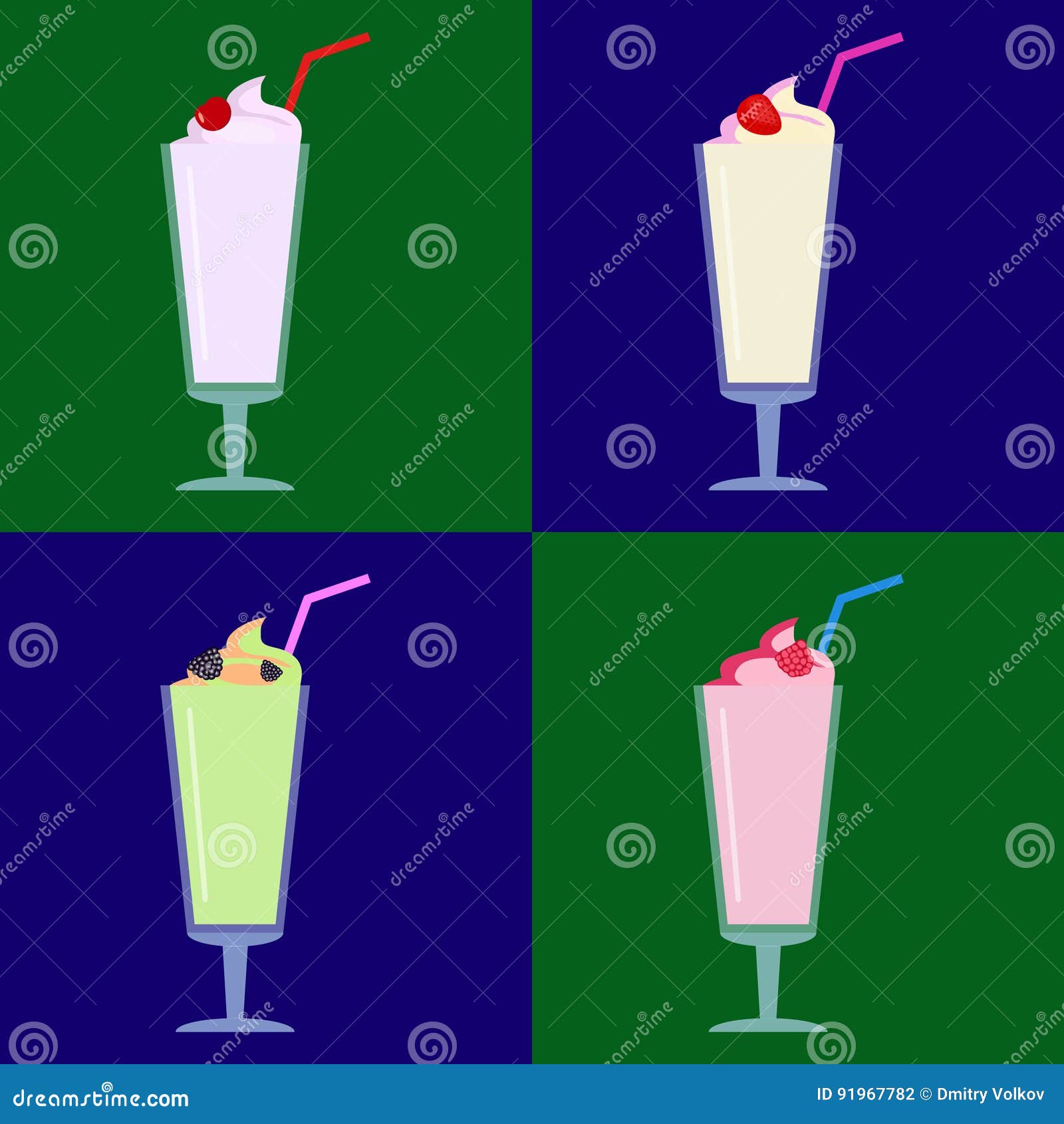 Set of fruit cocktails stock illustration. Illustration of mint - 91967782