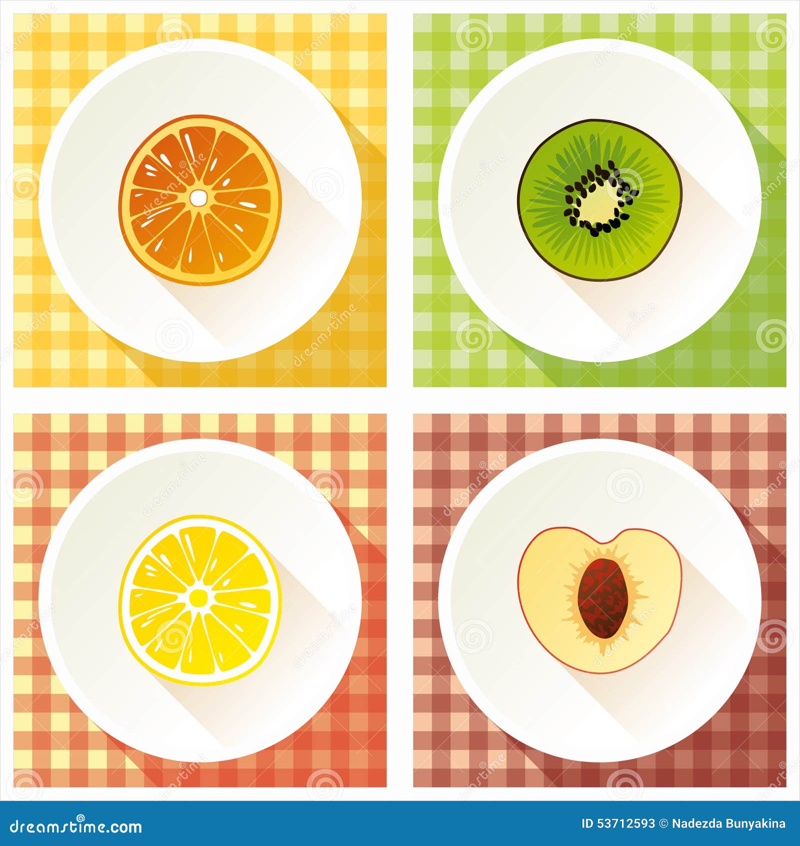 Set of fruit cross section stock vector. Illustration of clip - 53712593