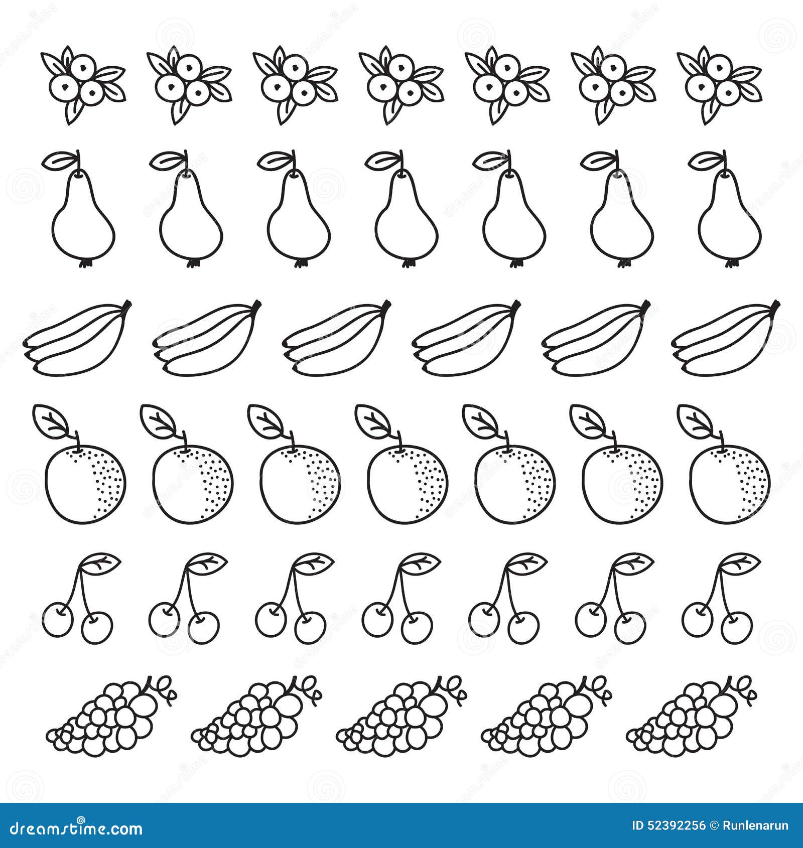Set of Fruit Dividers and Borders. Hand-drawn Stock Vector ...