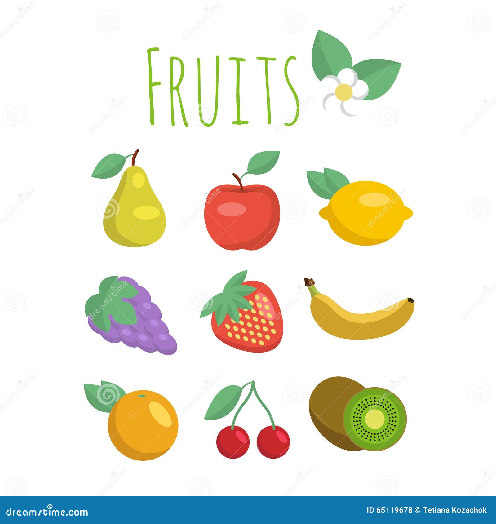 Set of fruit icons stock vector. Illustration of berry - 65119678