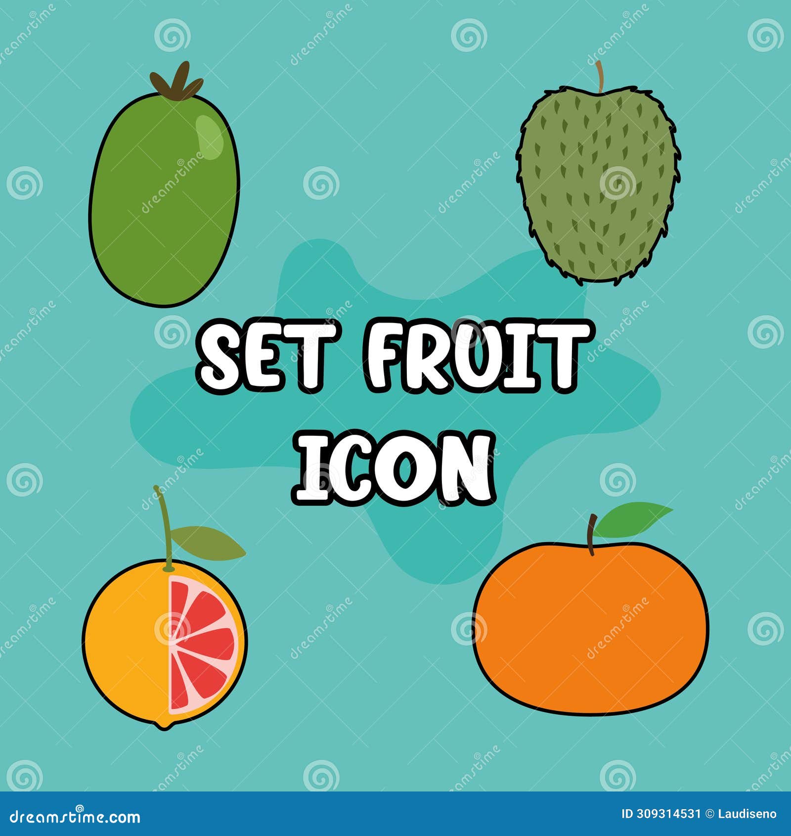 Set of fruit icons Vector stock vector. Illustration of tangerine ...