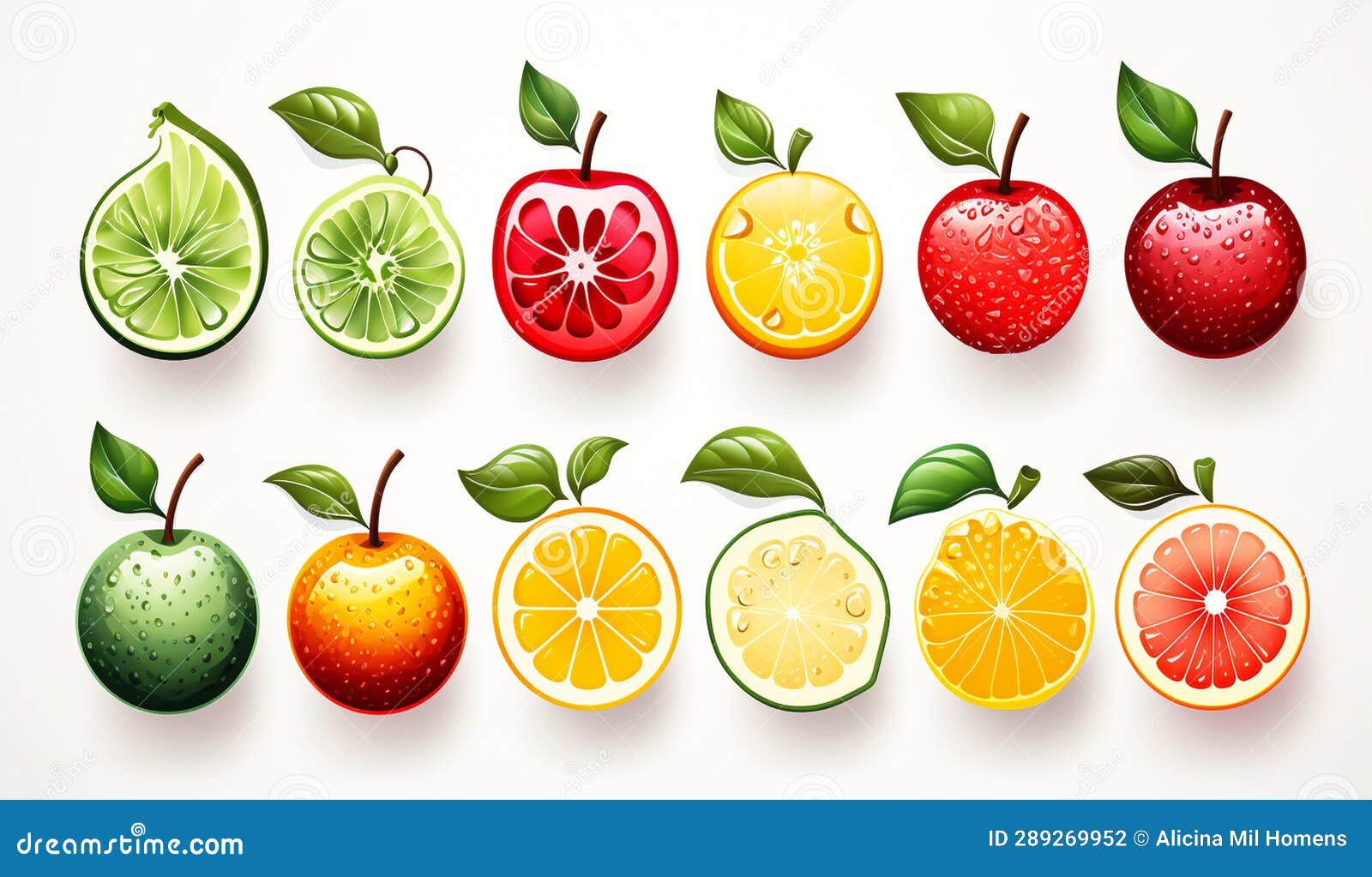 Set of Fruit Illustrations. AI Generated Stock Illustration ...