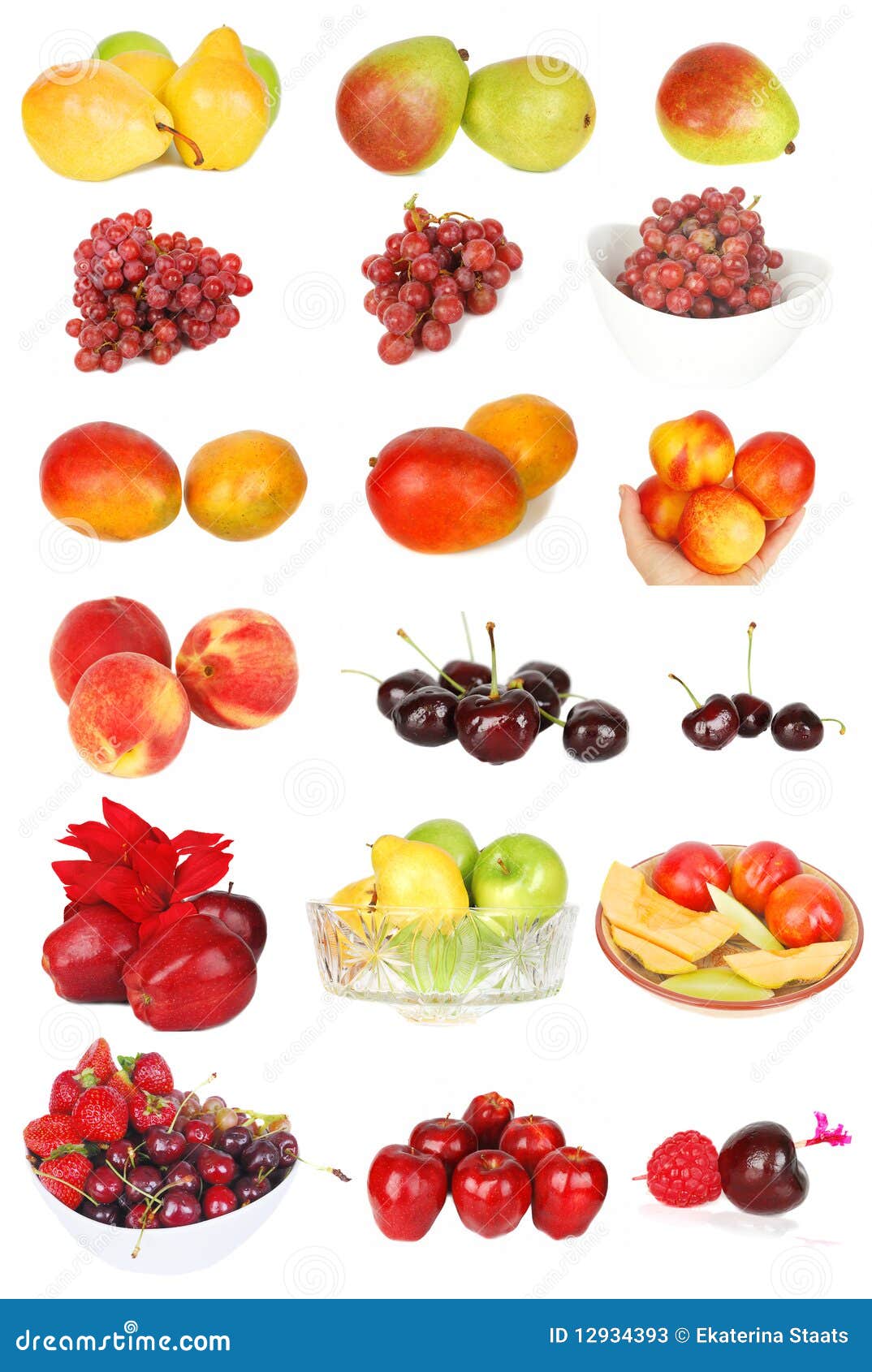 Set of Fruit Isolated on the White. Stock Image - Image of mango, color ...