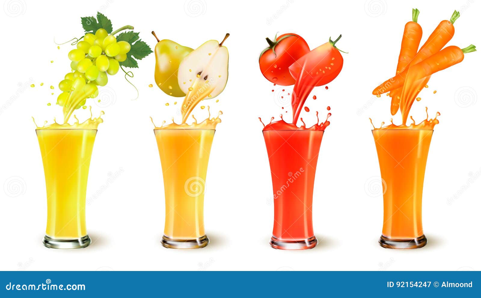 Set of Fruit Juice Splash in a Glass. Stock Vector - Illustration of ...