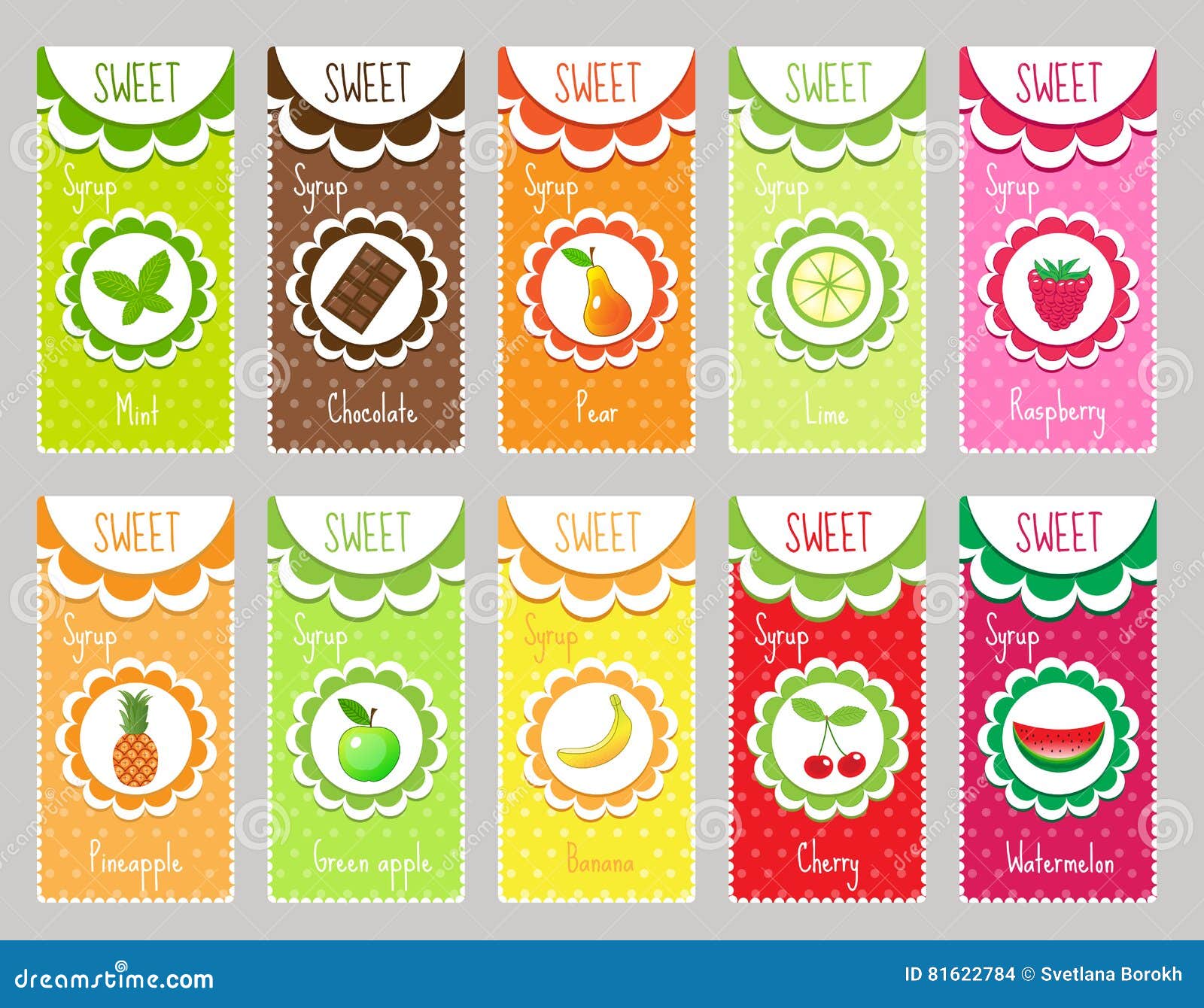 Set Fruit Labels, Emblem. Template for Your Design. Vector Illustration ...