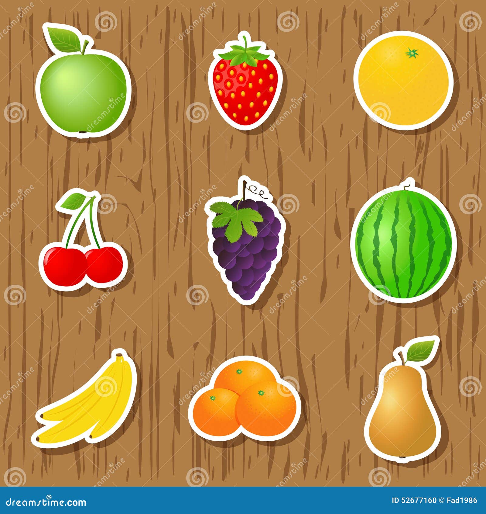 Fruit Stickers. Retro Cartoon Characters. Comic Orange And Lemon. Food ...