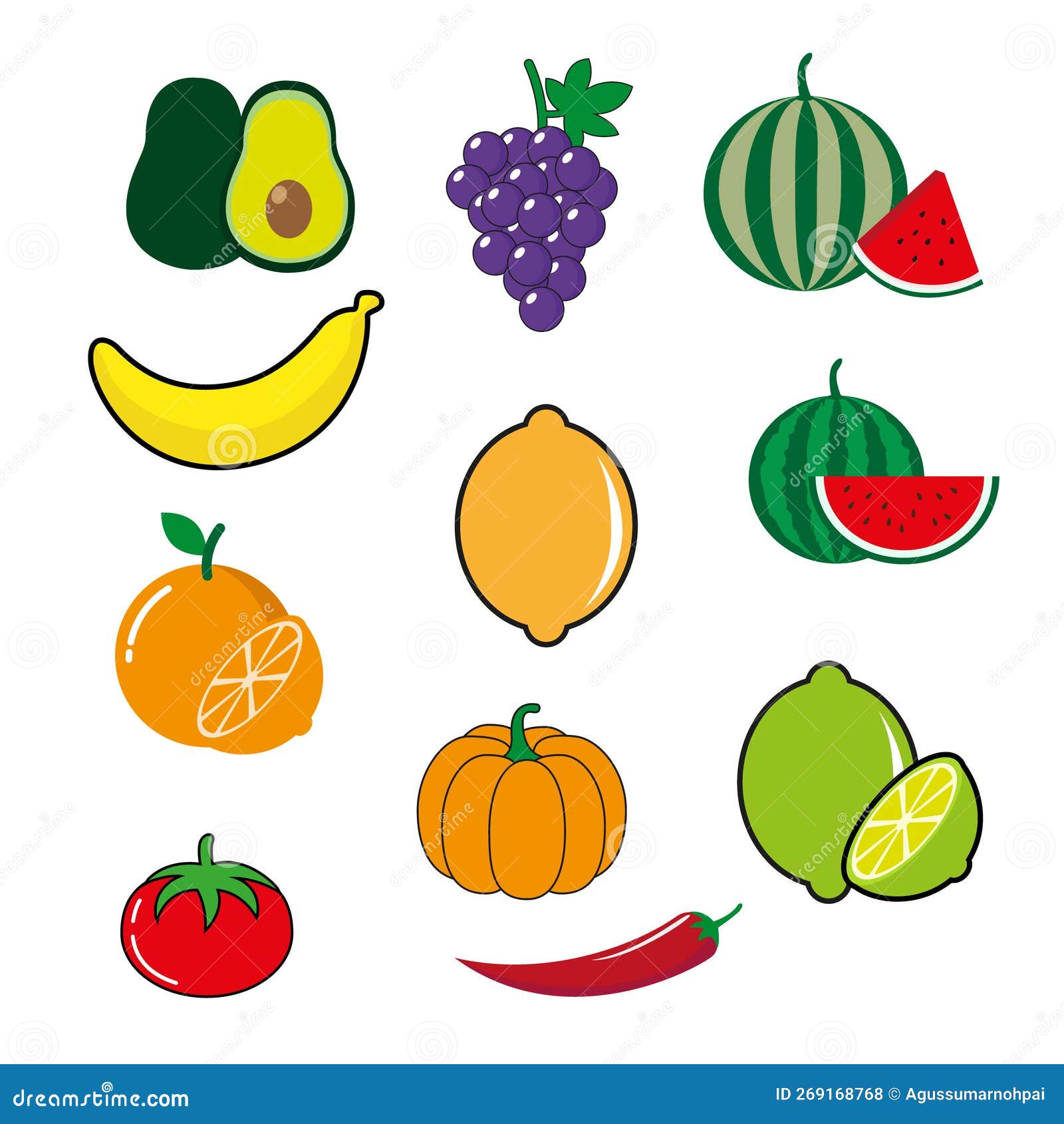 A Set of Fruit Vector Illustrations for Icons or Symbols Stock Vector ...