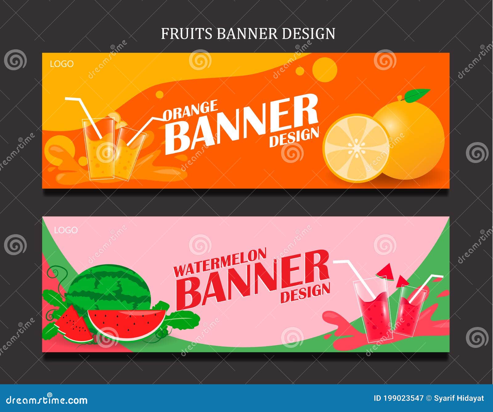 Set of Fruits Banner Design Stock Vector - Illustration of apple, berry ...