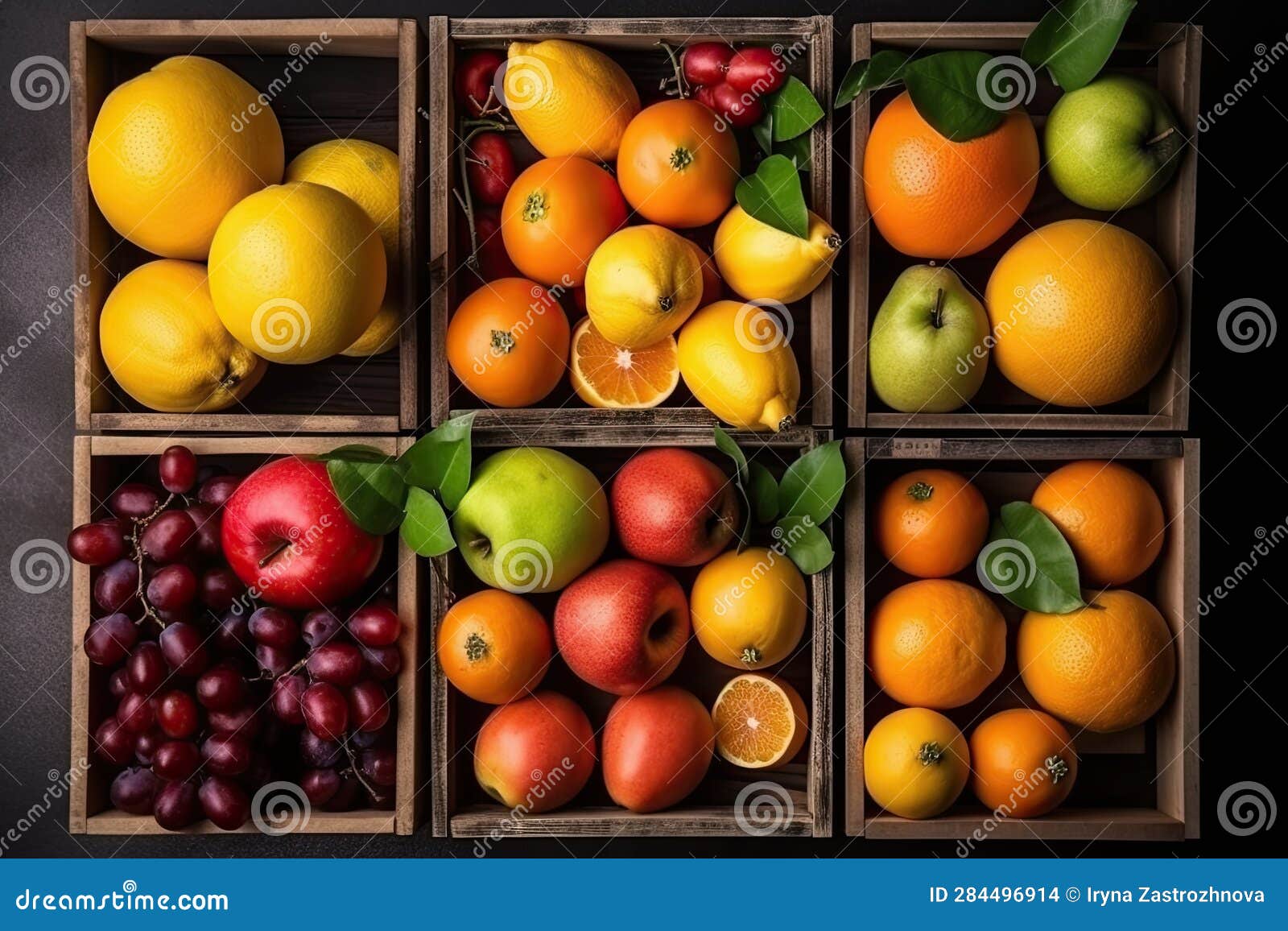 A Set of Fruits in Boxes on the Table, Harvesting Stock Illustration ...