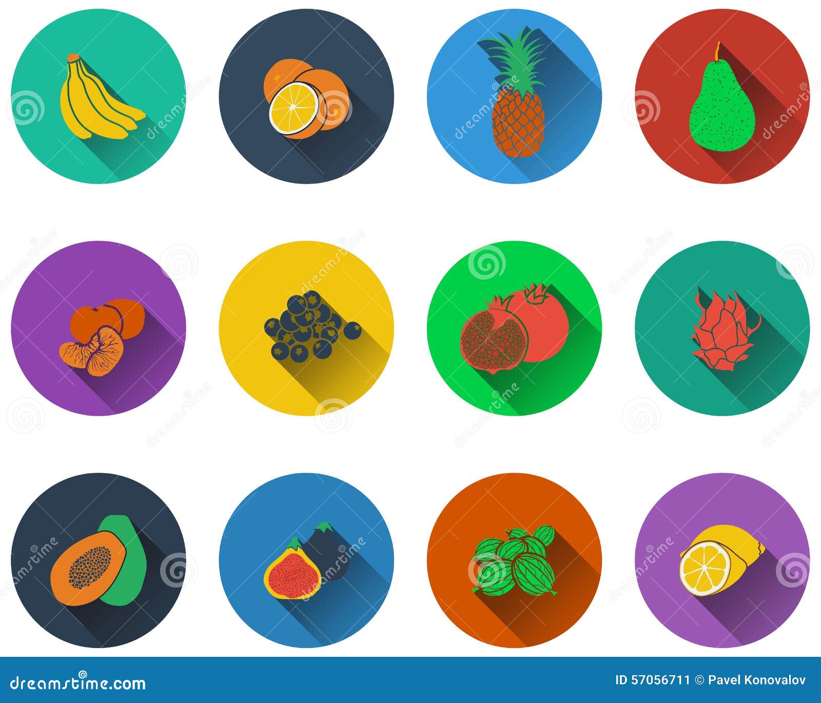 Set of fruits icons stock vector. Illustration of gooseberry - 57056711