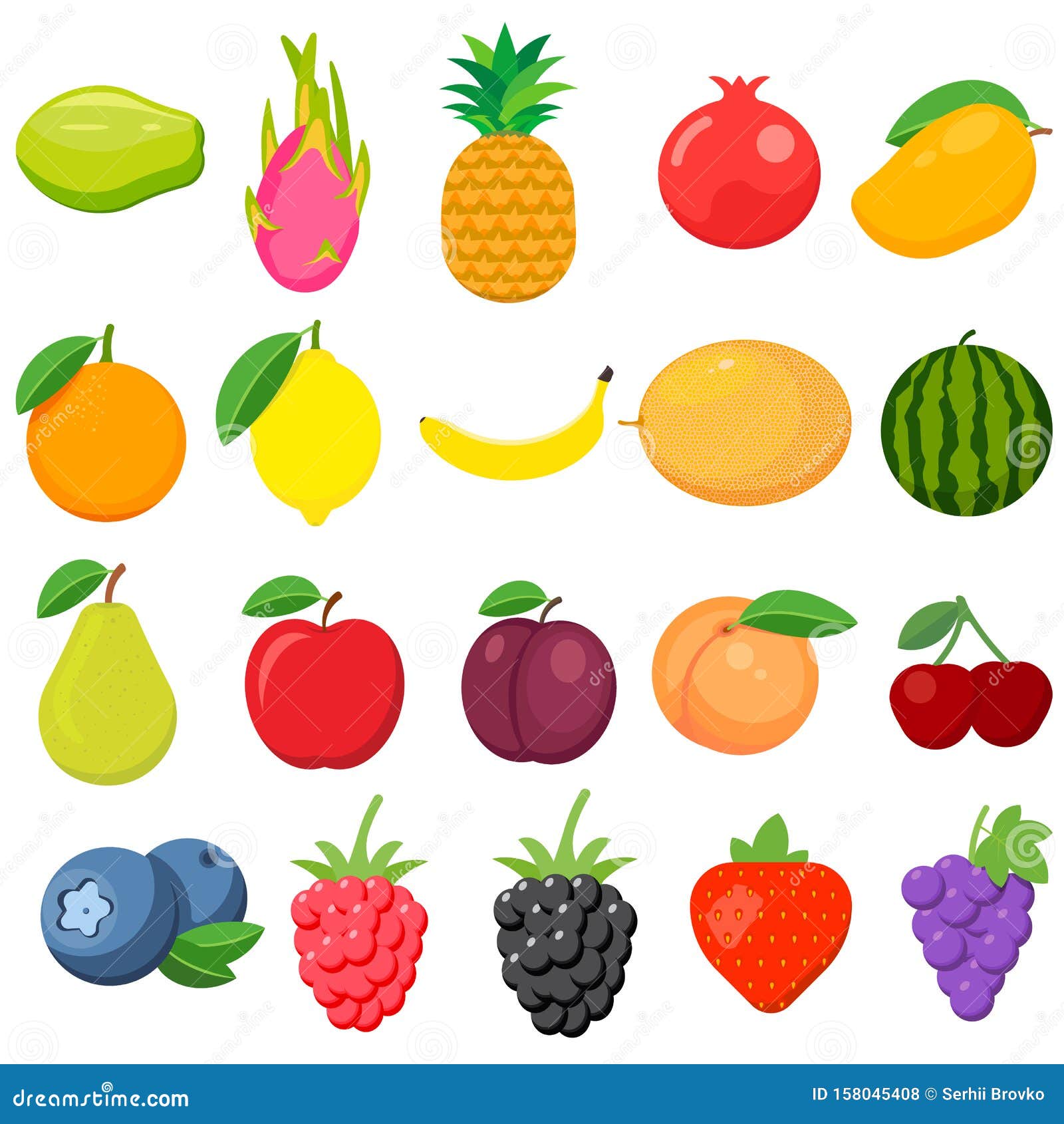 Set of Fruits. Watermelon, Pineapple, Peach, Lemon, Vegetarian, Orange ... Set of Fruits. Watermelon, Pineapple, Peach, Lemon, Vegetarian, Orange ...