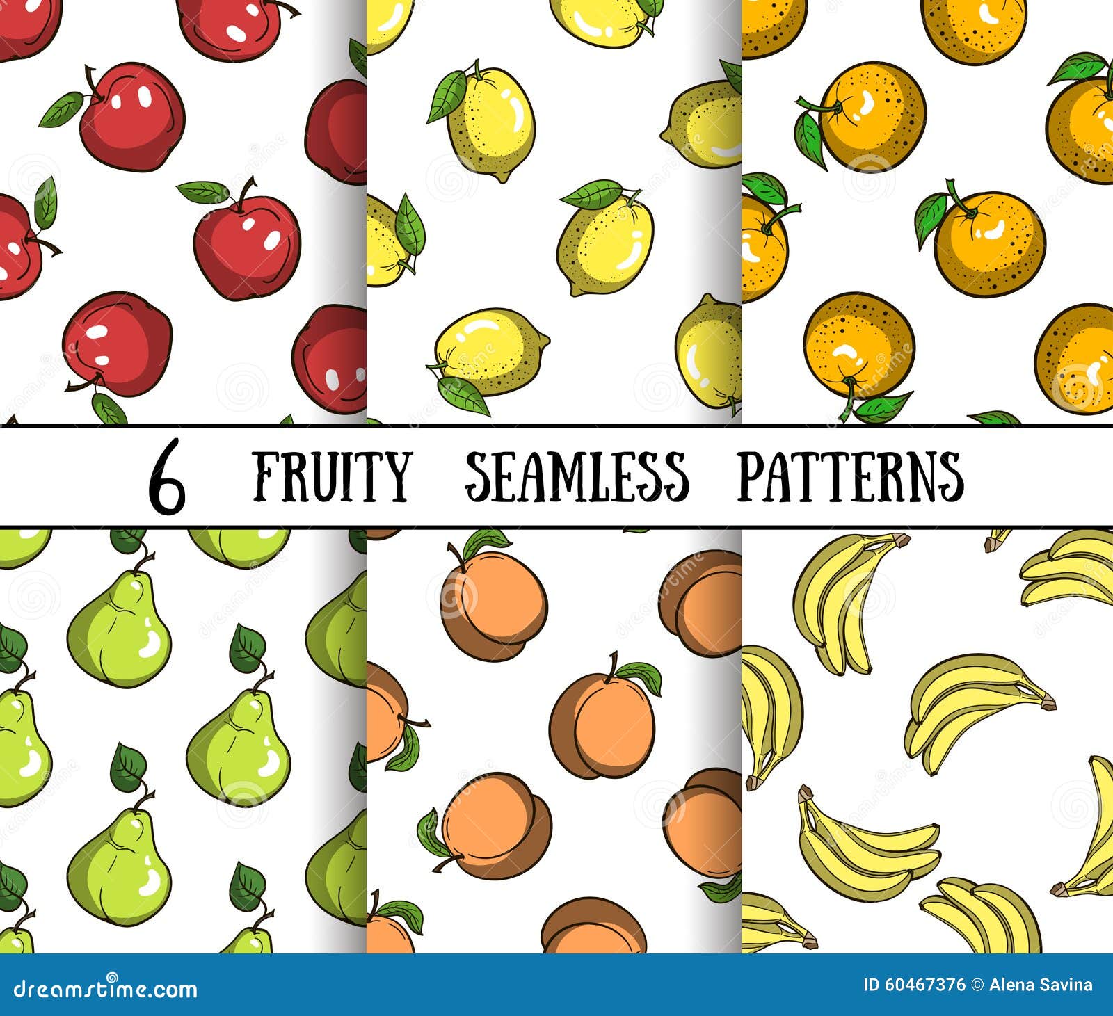 Set Fruity Patterns stock vector. Illustration of healthy - 60467376