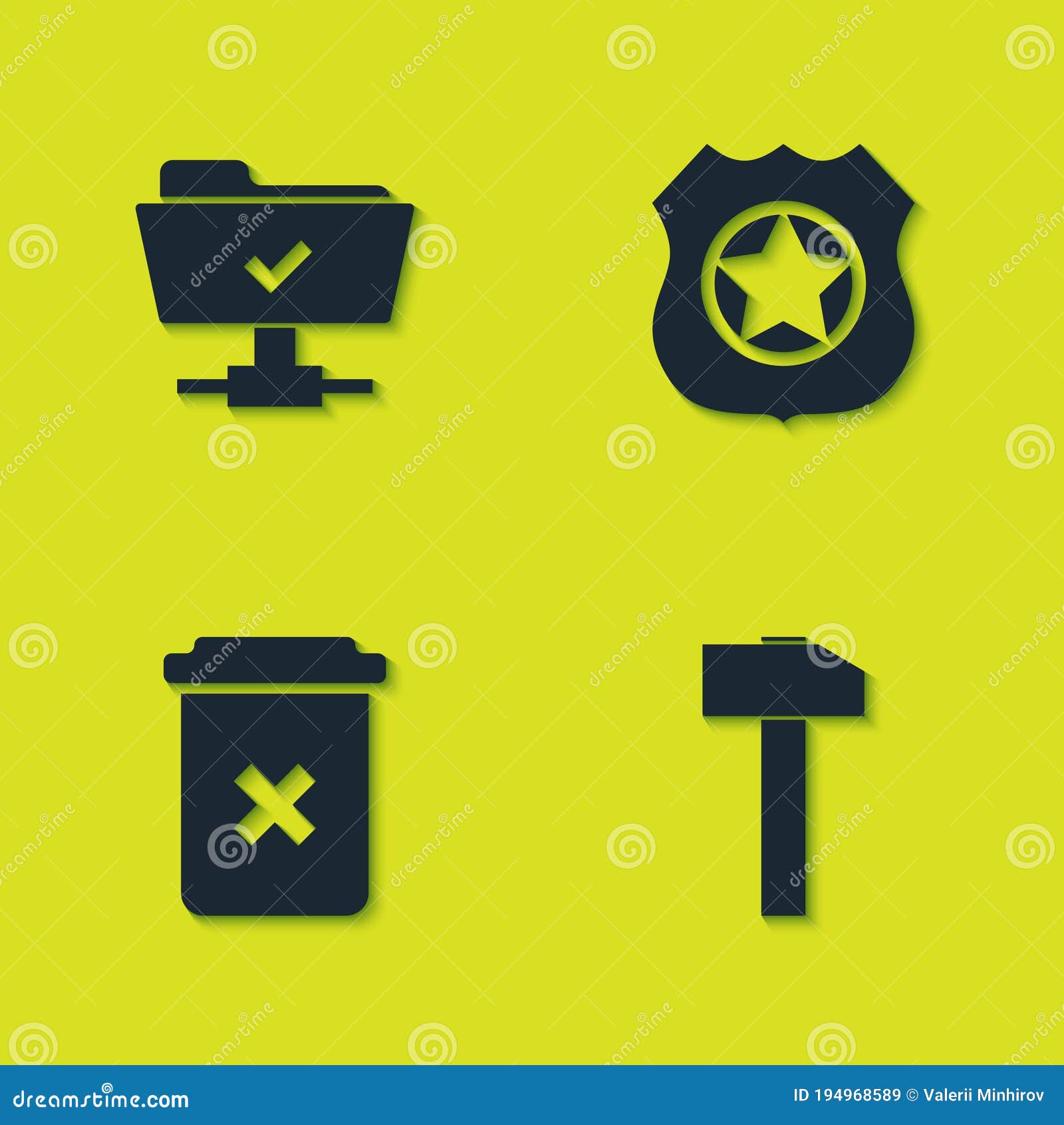 Set FTP Operation Successful, Hammer, Trash Can and Police Badge Icon ... Set FTP Operation Successful, Hammer, Trash Can and Police Badge Icon ...