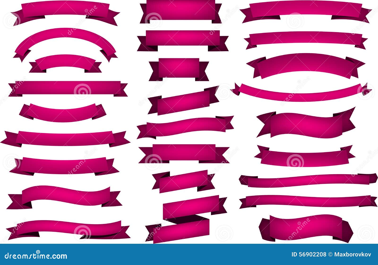 Set of fuchsia ribbons stock vector. Illustration of line - 56902208