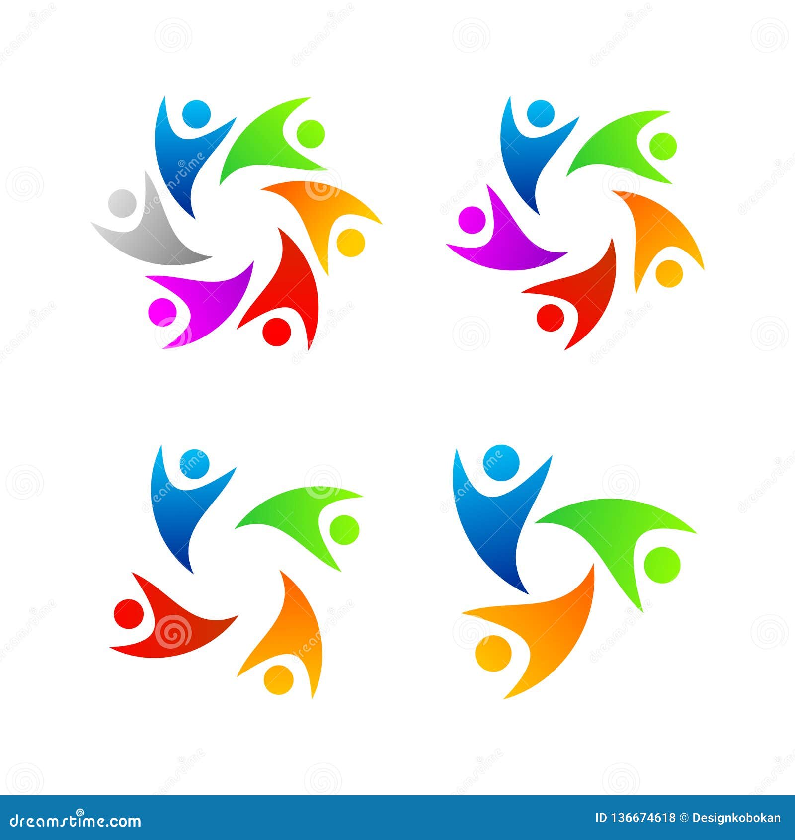 Set of Full Color People Logo Template Stock Illustration ...