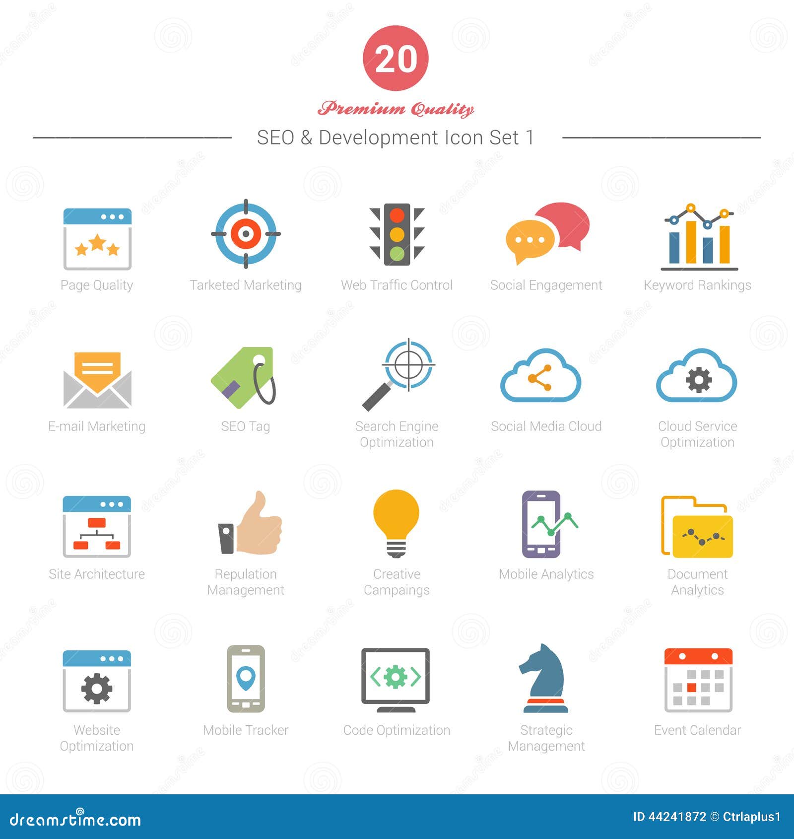 Set of Full Color SEO and Development Icons Set 1 Stock Vector ...