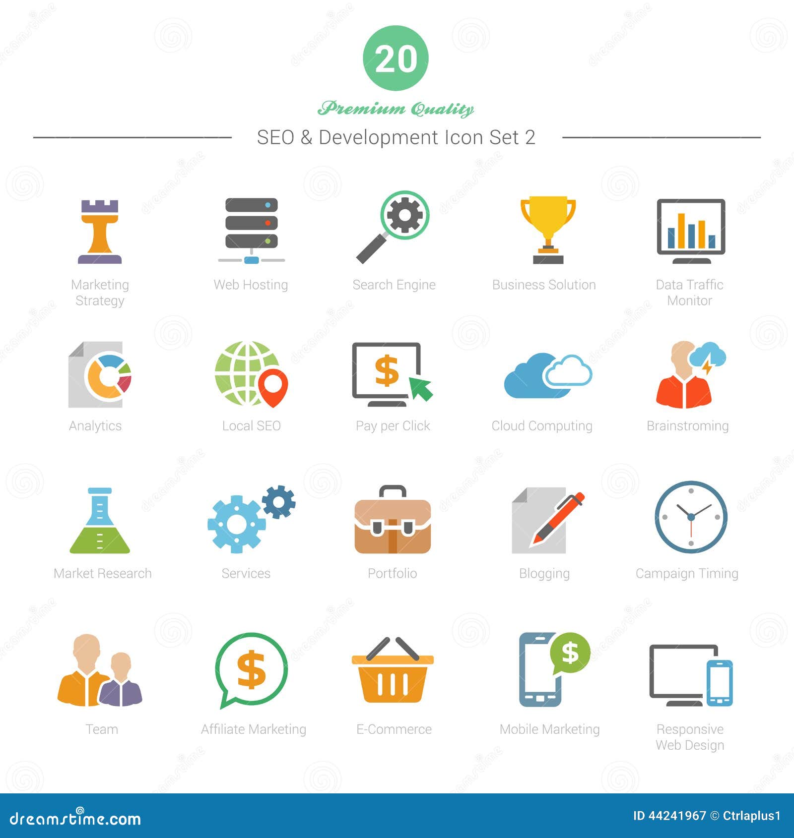 Set of Full Color SEO and Development Icons Set 2 Stock Vector ...