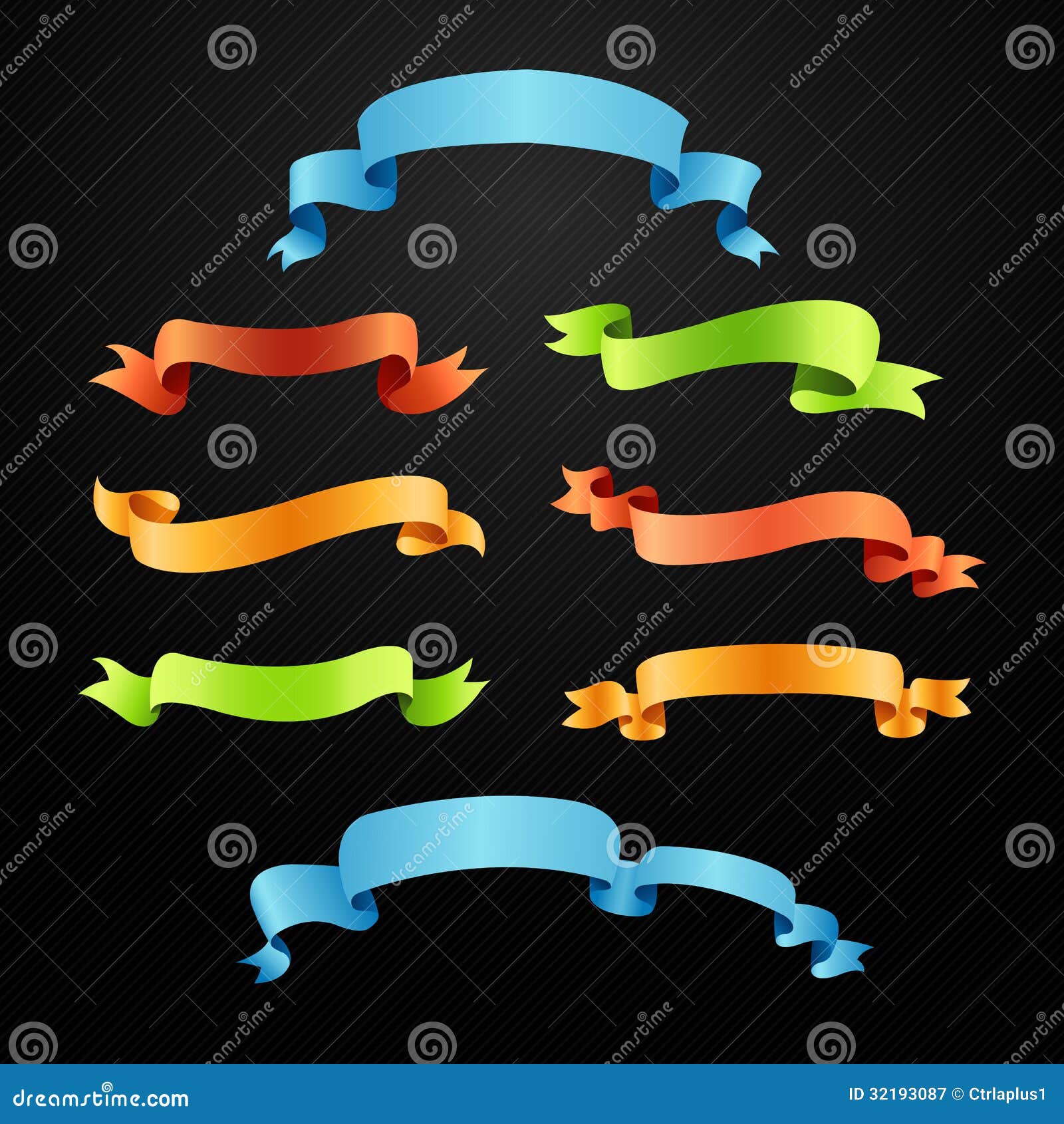 Set of full colors ribbons stock vector. Illustration of curled - 32193087