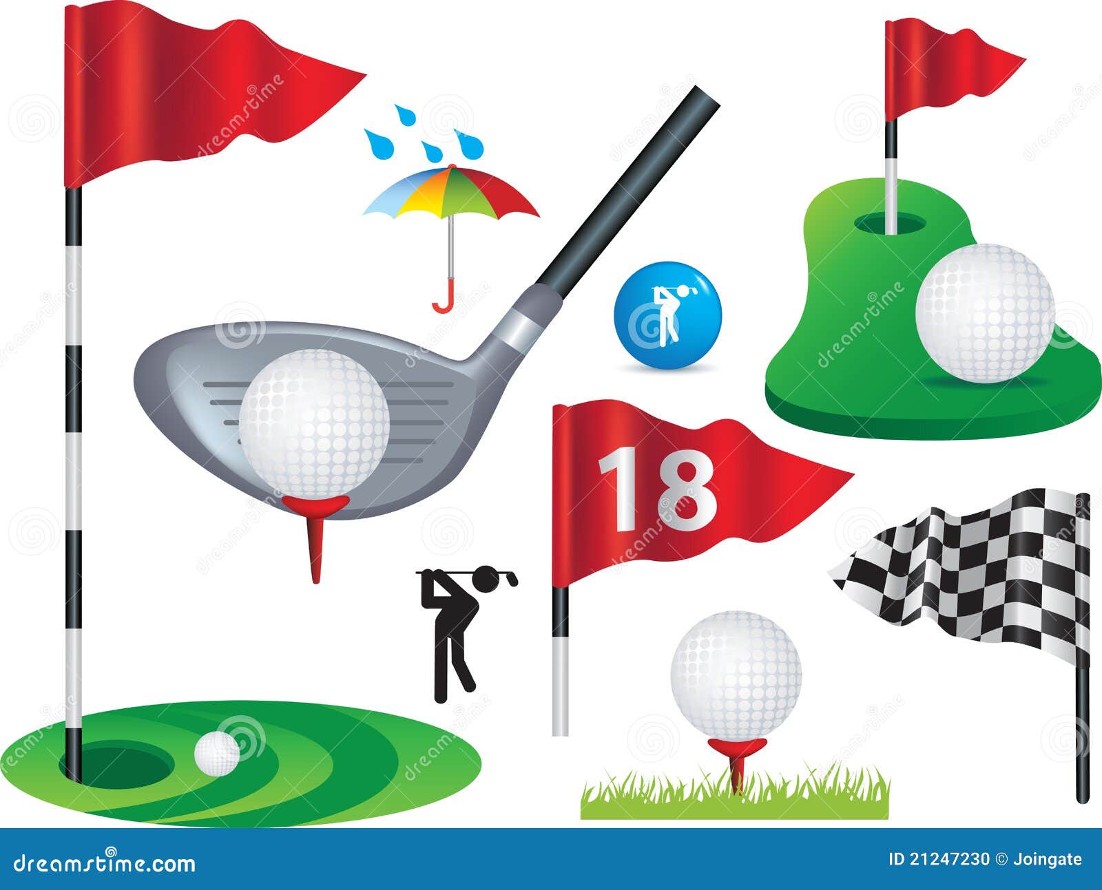 Set of Full Colour Golf Icons and Designs Stock Vector - Illustration ...