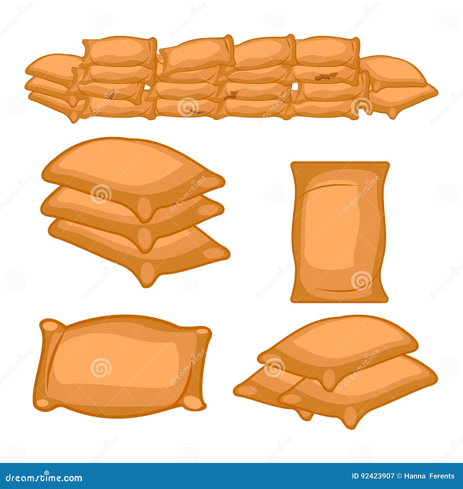 Set of Full Farmers Sack. Vector Cartoon Illustration Stock Vector ...