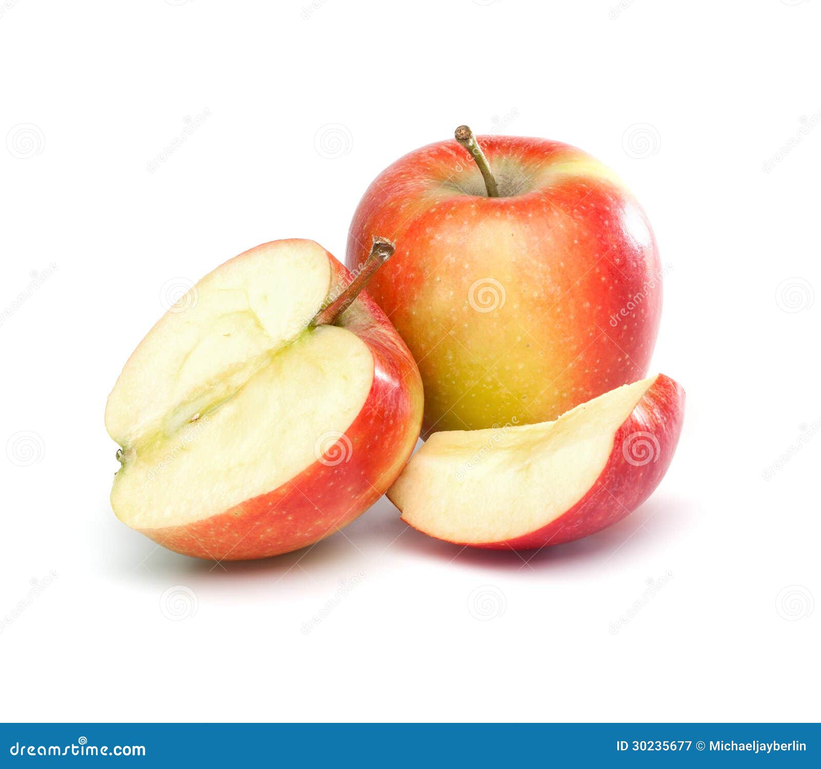 Apple Cut To Half and a Quarter Stock Image - Image of objects, healthy ...