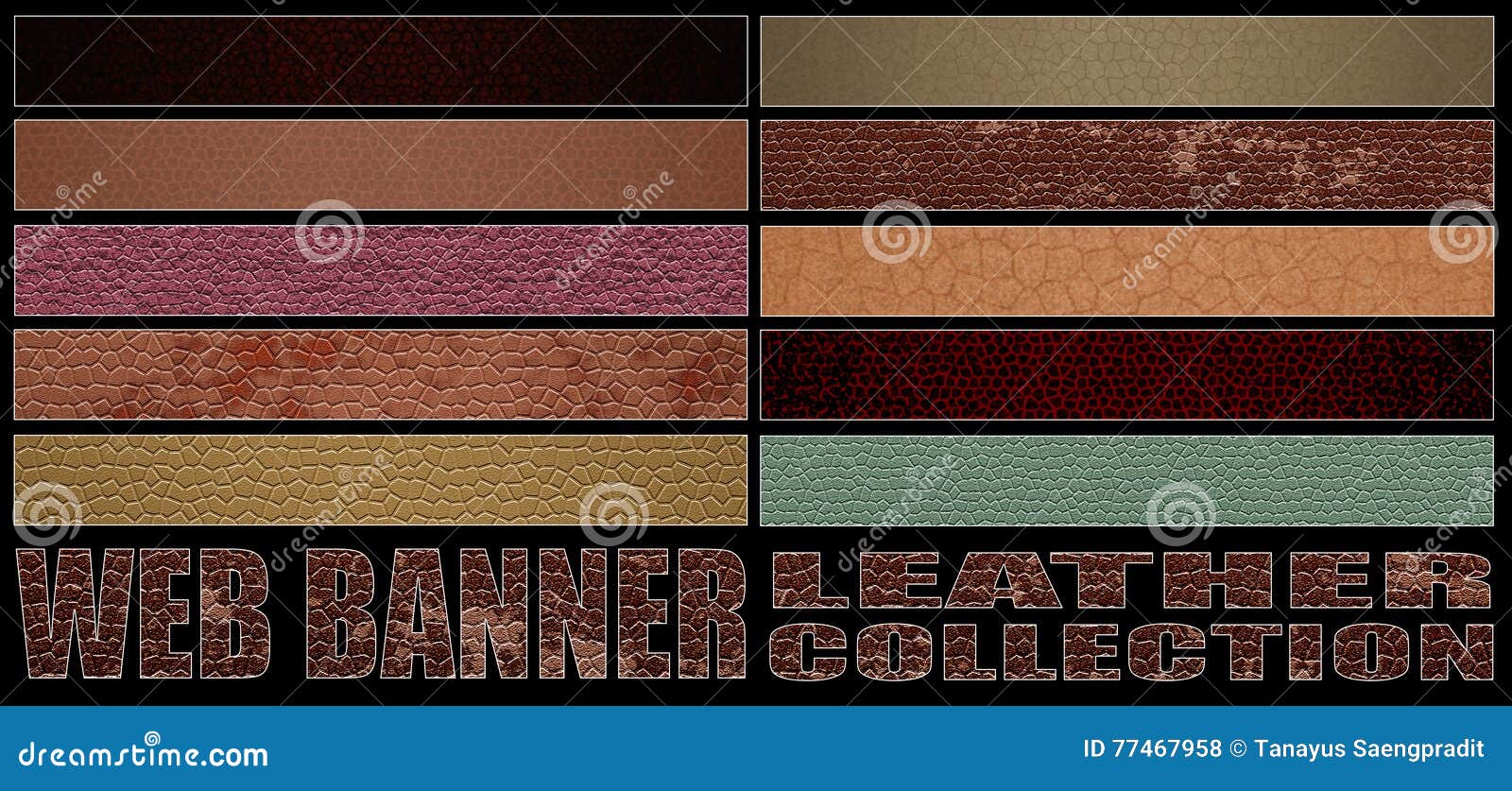 Set 8. Full Web Banner Leather Collection Stock Illustration ...